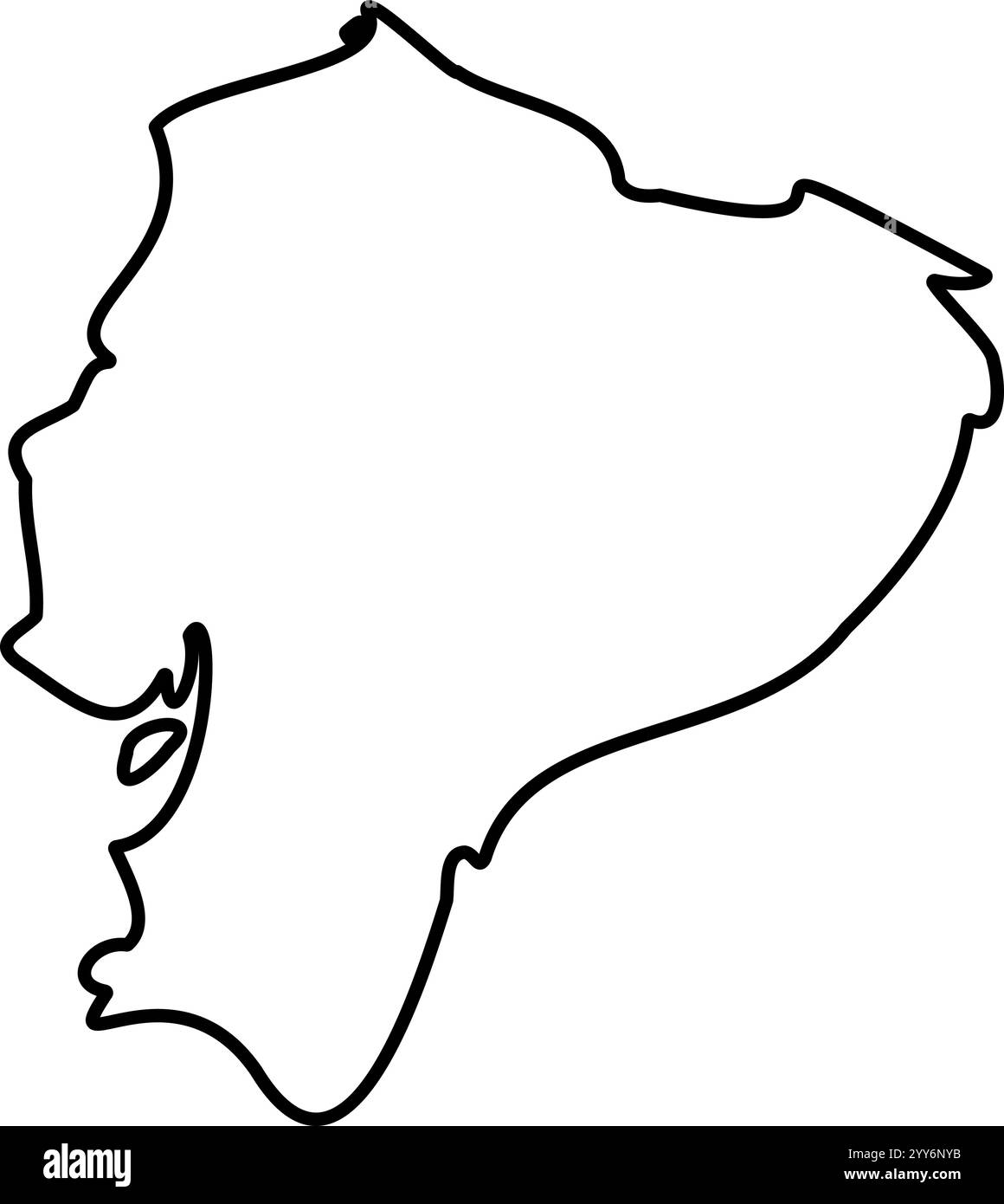 Ecuador - solid black outline border map of country area. Simple flat ...
