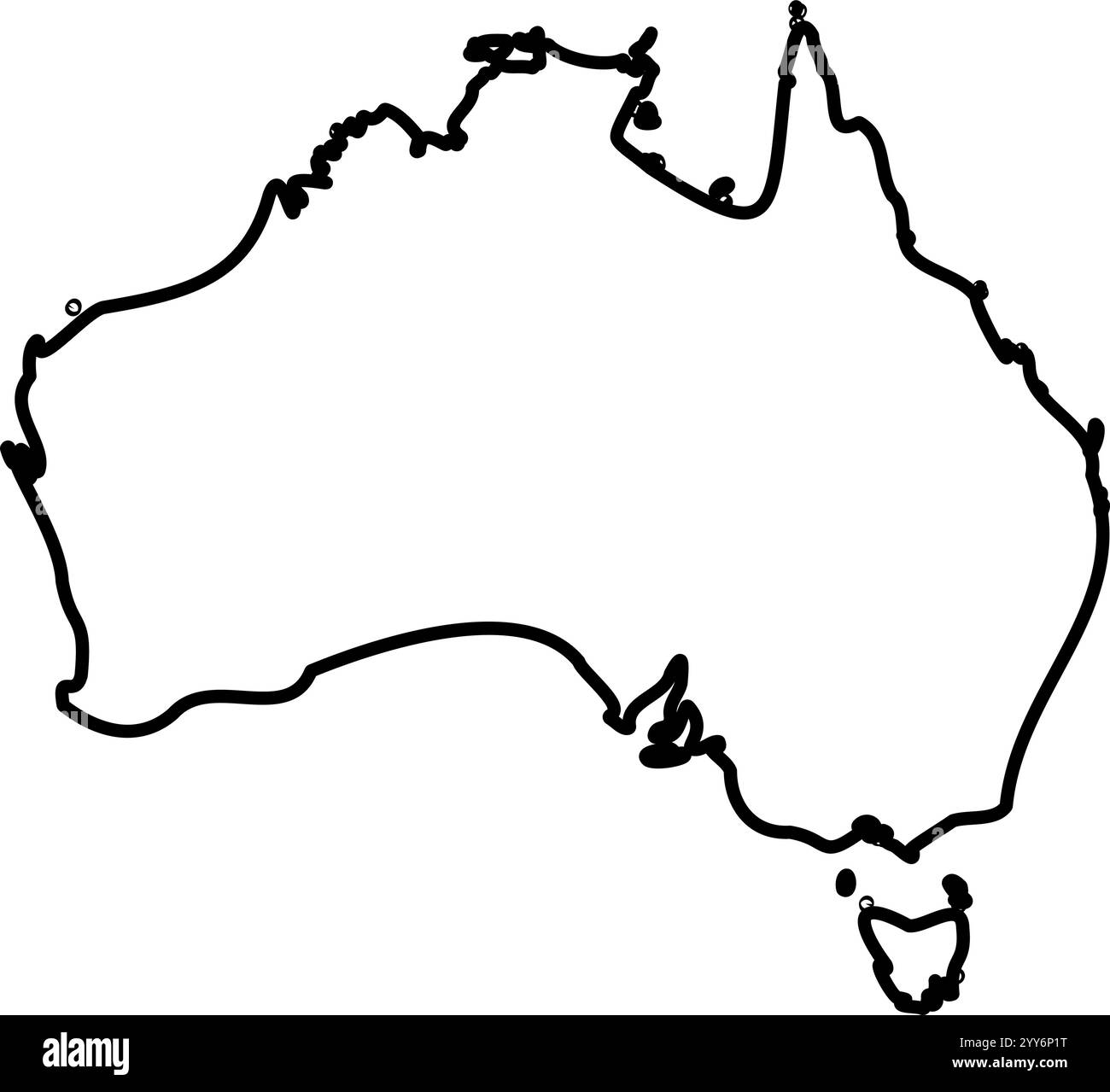 Australia - solid black outline border map of country area. Simple flat ...