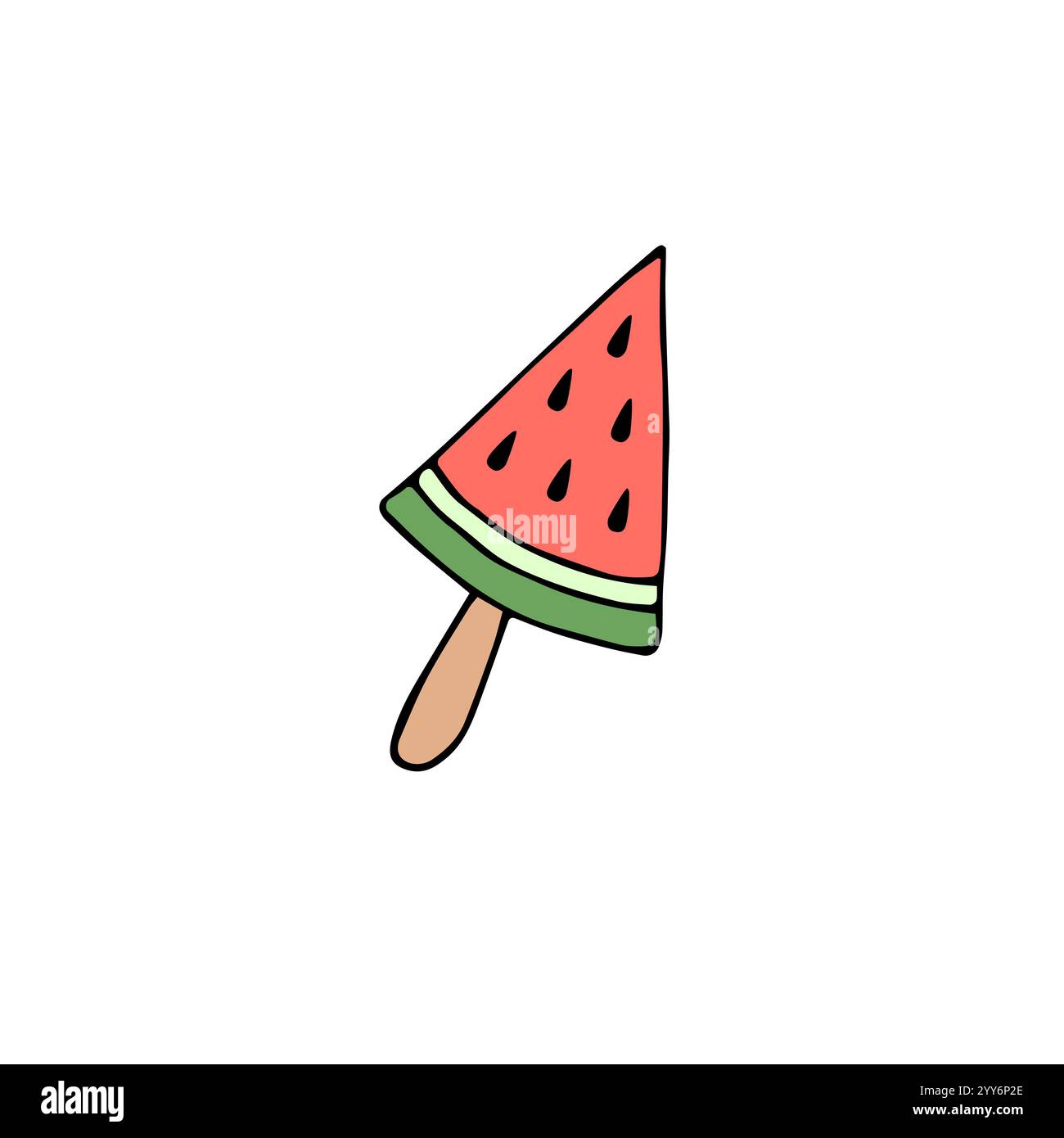Vector hand drawn doodle sketch colored watermelon ice cream isolated ...