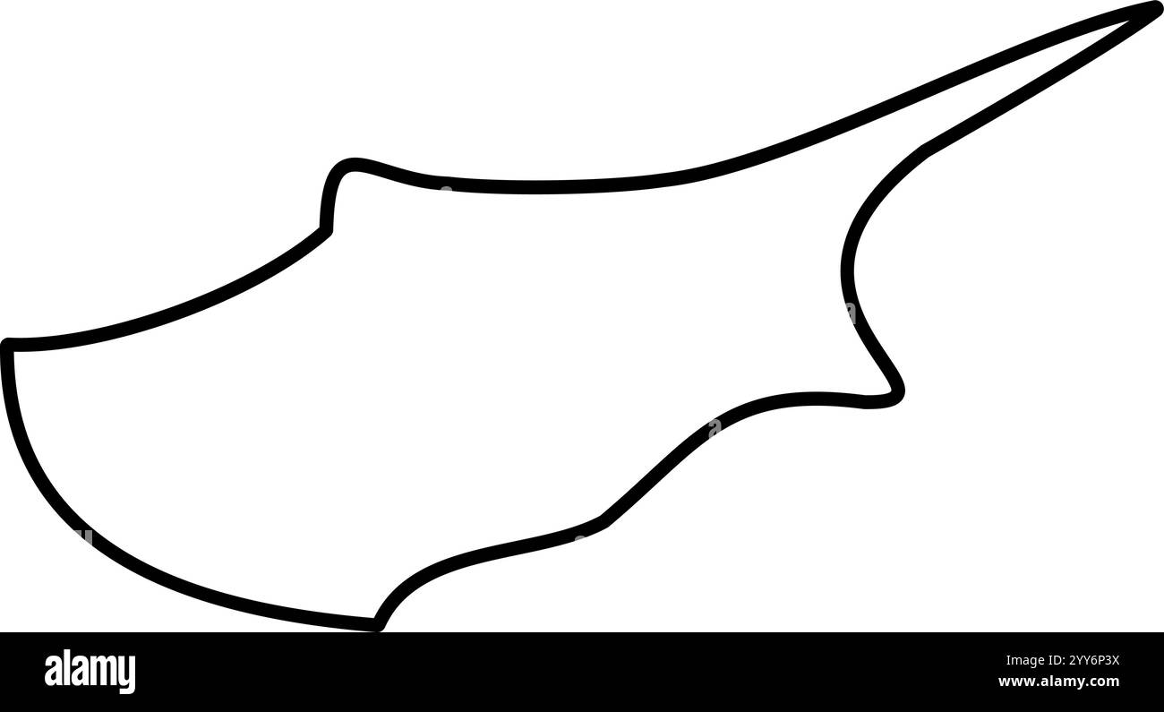Cyprus - solid black outline border map of country area. Simple flat ...