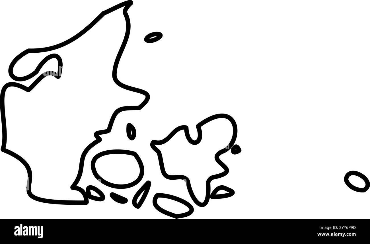 Denmark - solid black outline border map of country area. Simple flat ...