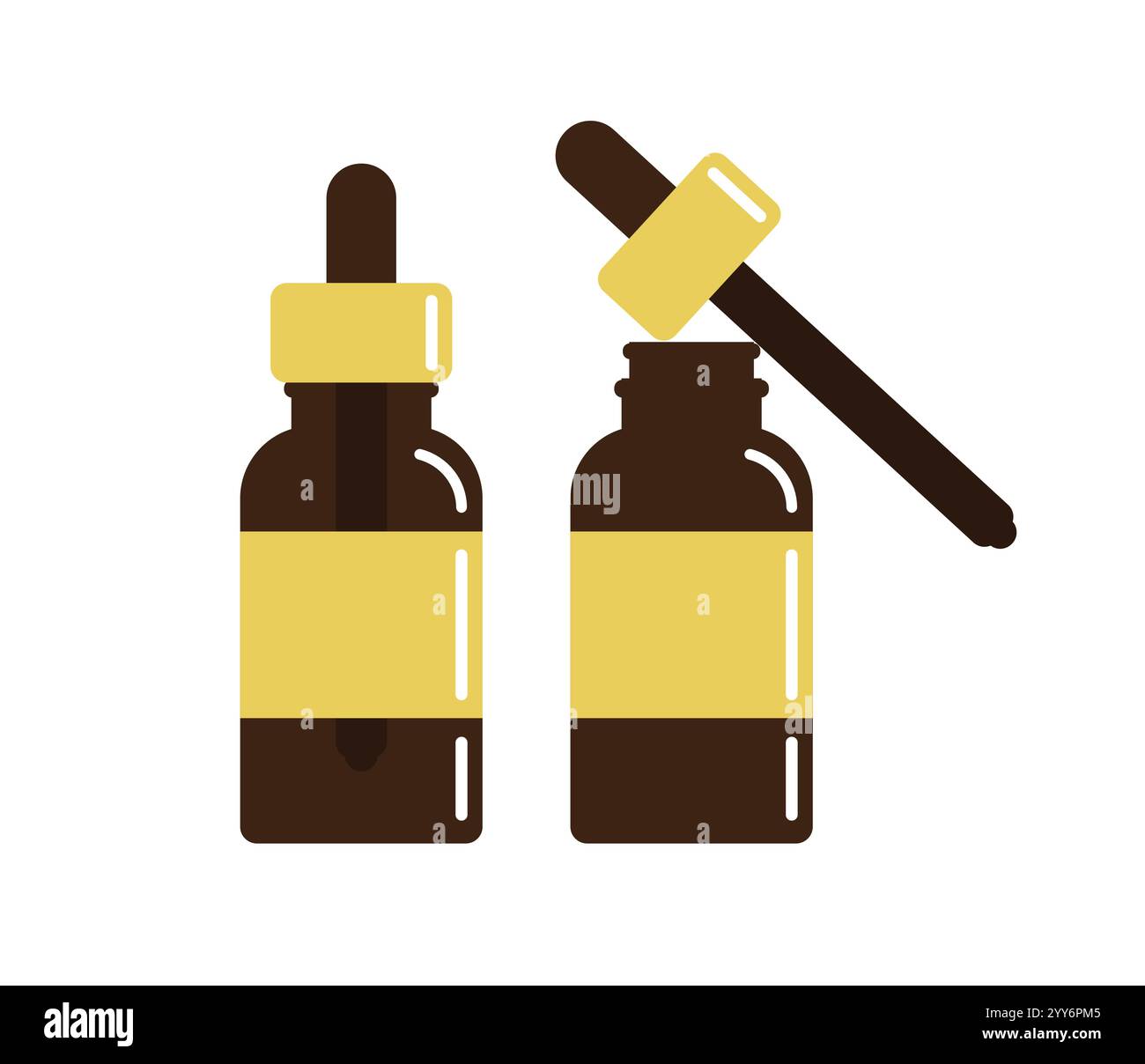 Vector flat cartoon color oil essence bottle isolated on white ...