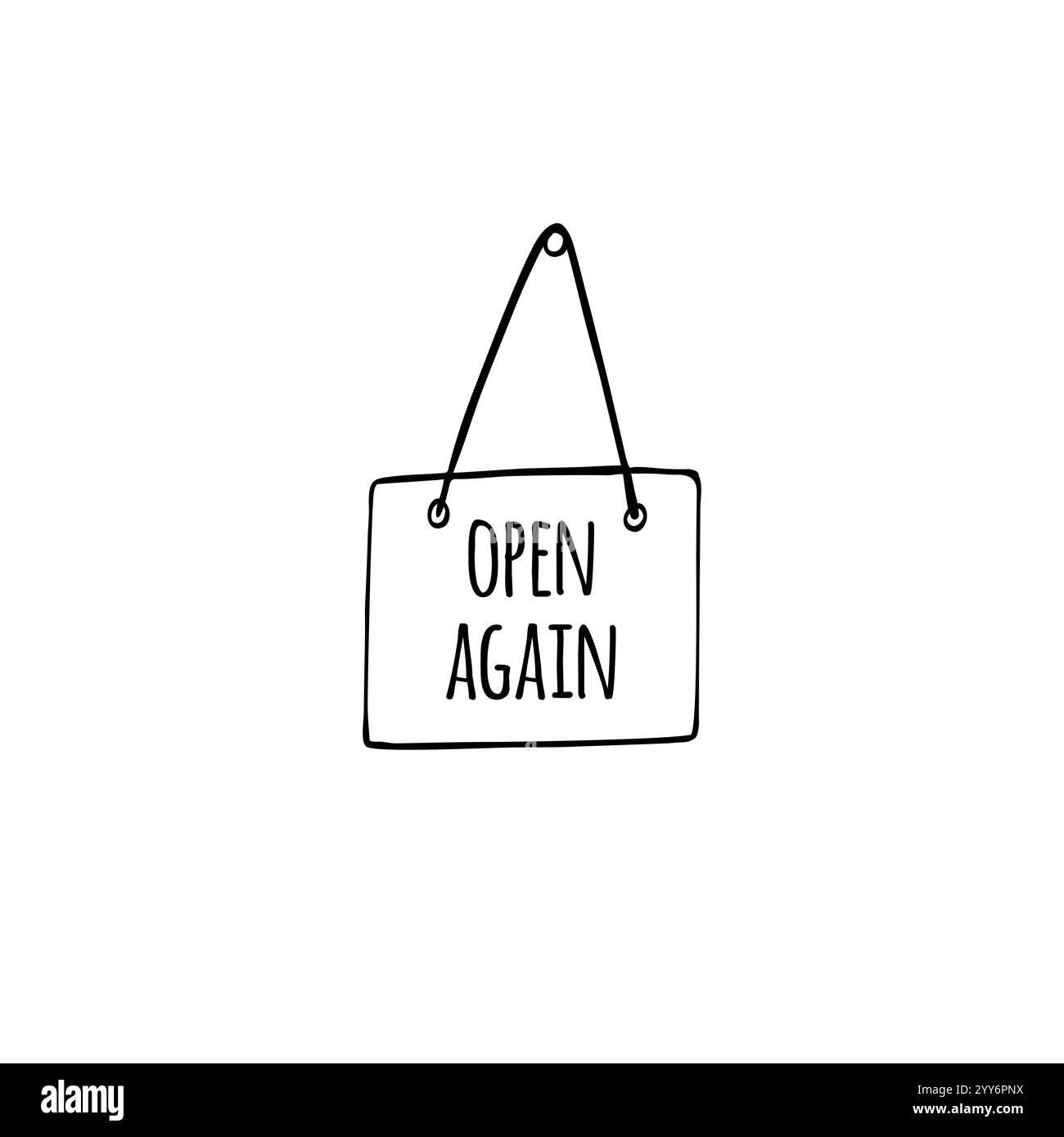 Vector hand drawn doodle sketch door nameplate with open again text ...