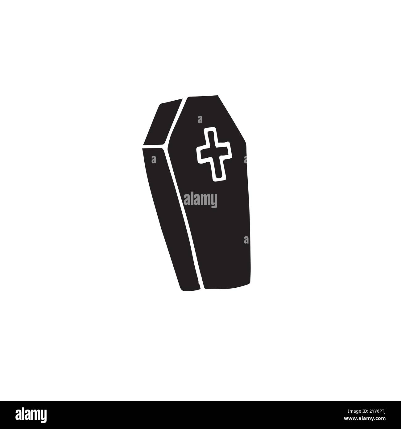 Vector hand drawn doodle sketch black coffin isolated on white ...