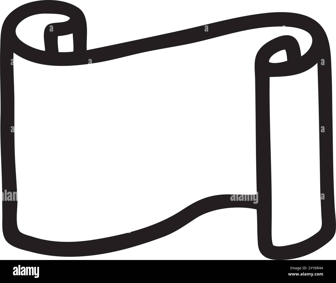 Doodle unrolled scroll icon hand drawn with black line in freehand ...