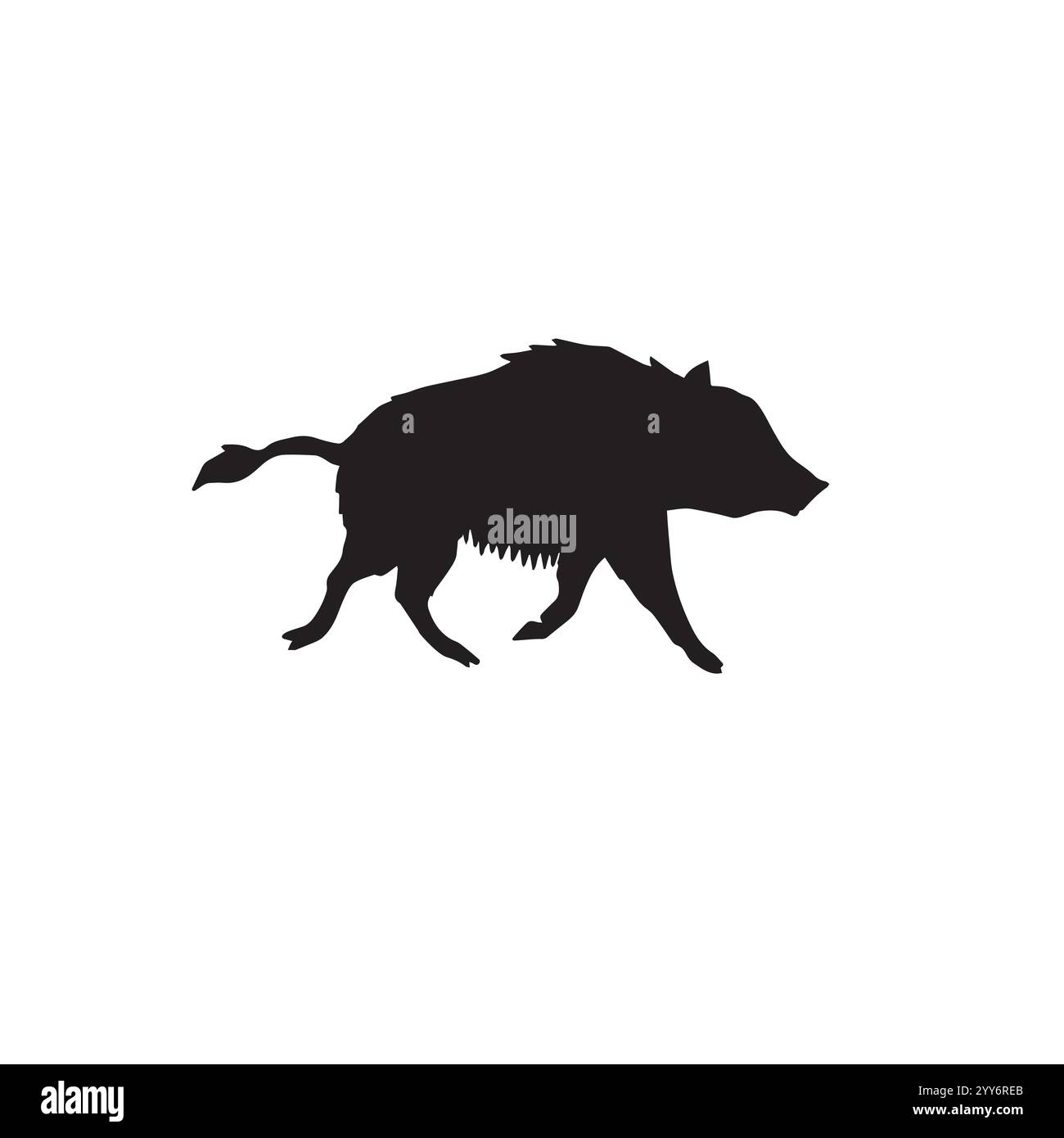 Vector hand drawn wild boar silhouette isolated on white background ...
