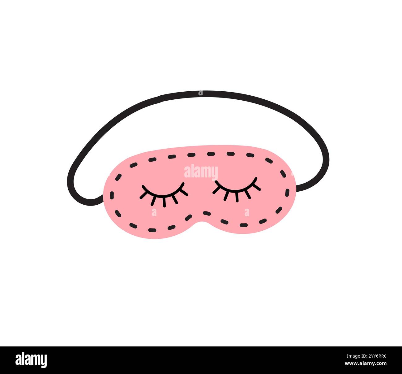 Vector hand drawn doodle sketch pink colored sleeping mask with closed ...