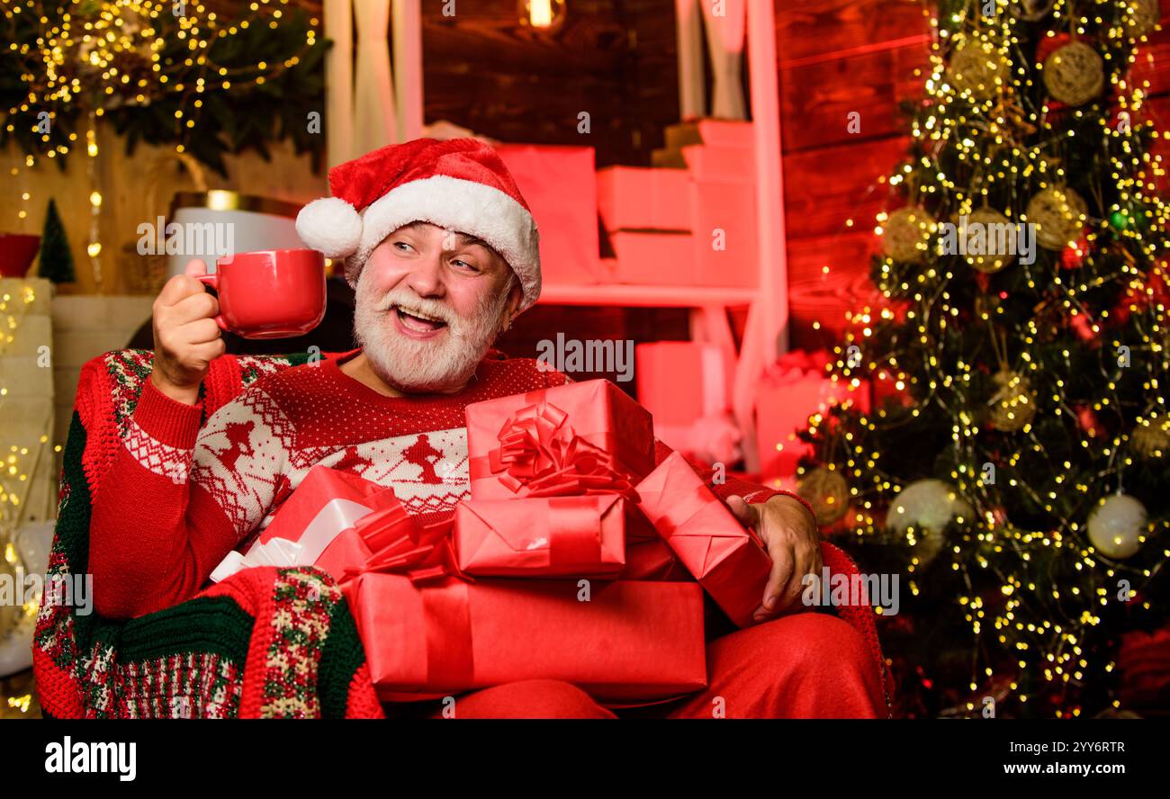 Purchasing. gifts at Christmas tree. Merry christmas. happy new year ...