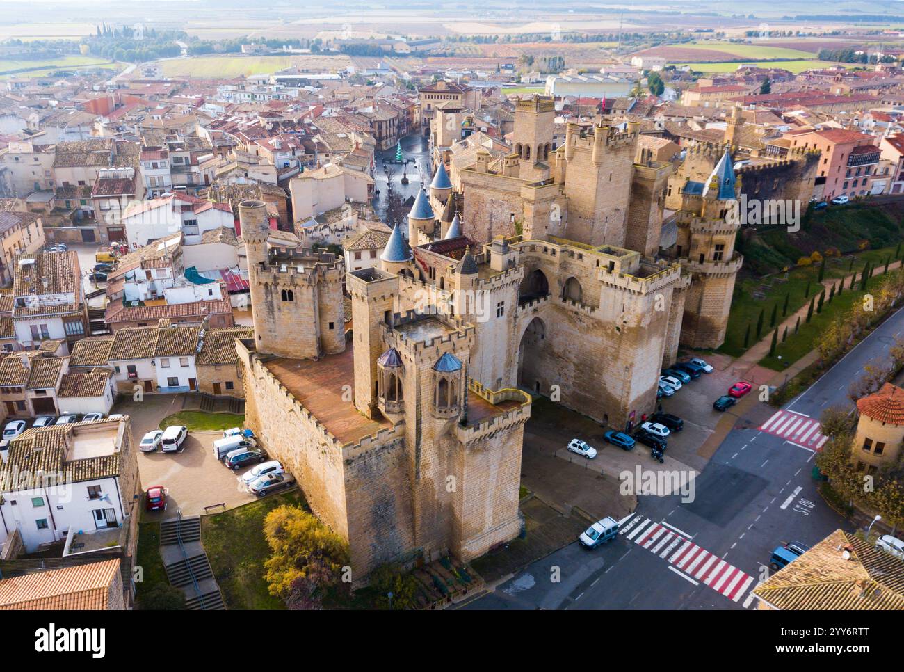 Towers of castle Palacio Real de Olite. Spain Stock Photo - Alamy