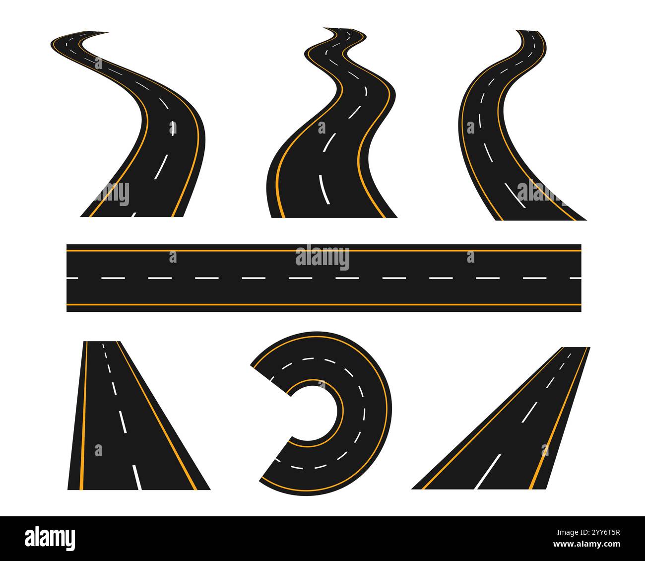 tracks and winding road curve pathway set Stock Vector Image & Art - Alamy