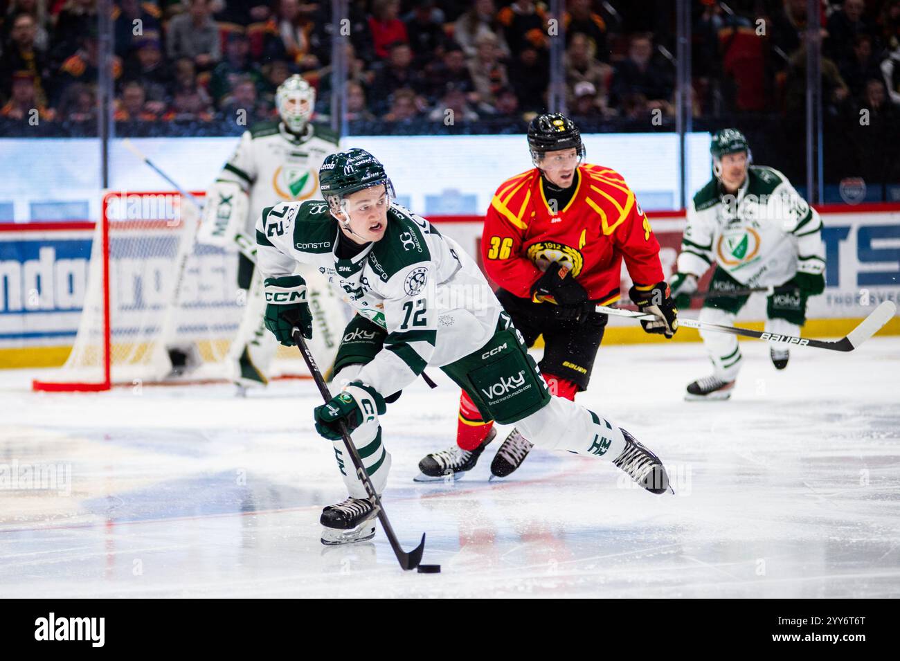241219 Färjestads Stian Solberg under ishockeymatchen i SHL mellan Brynäs och Färjestad den 19 ...