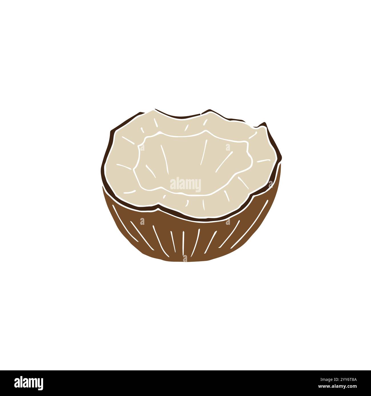 Vector colored hand drawn doodle sketch half cut coconut isolated on ...