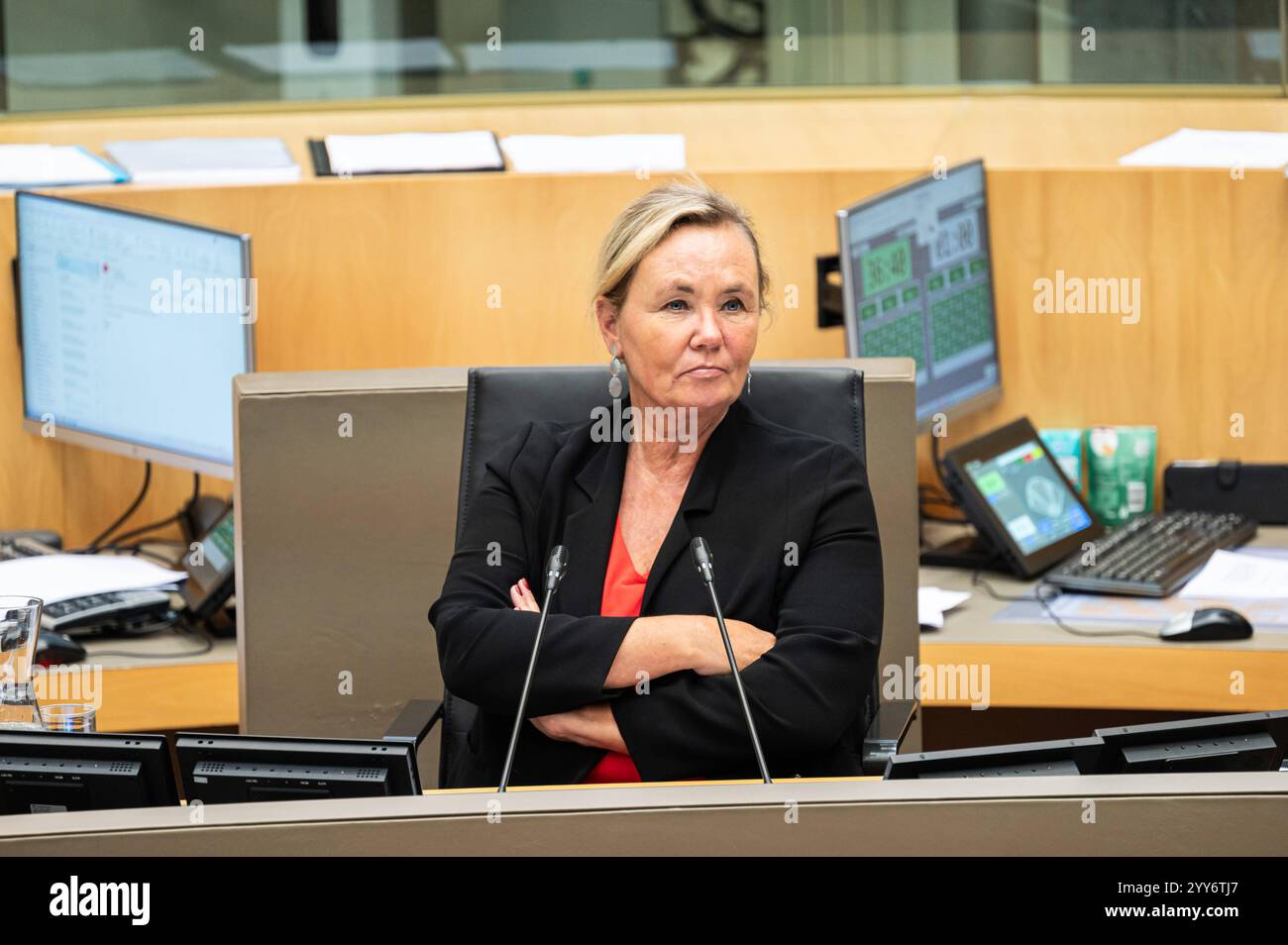 Liesbeth Homans, president of the Flemish Parliament at the plenary ...