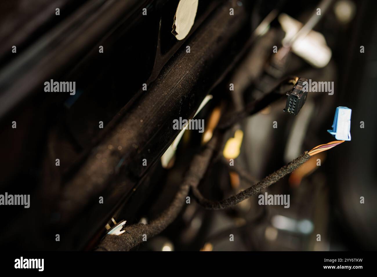 Intricate Close-Up of Automotive Electrical Wiring Components Stock ...