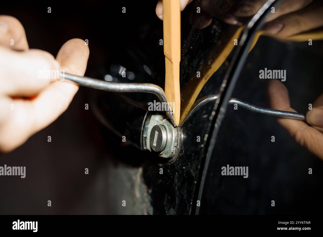 Close-up of Hands Using Tools to Repair a Mechanical Component Stock ...