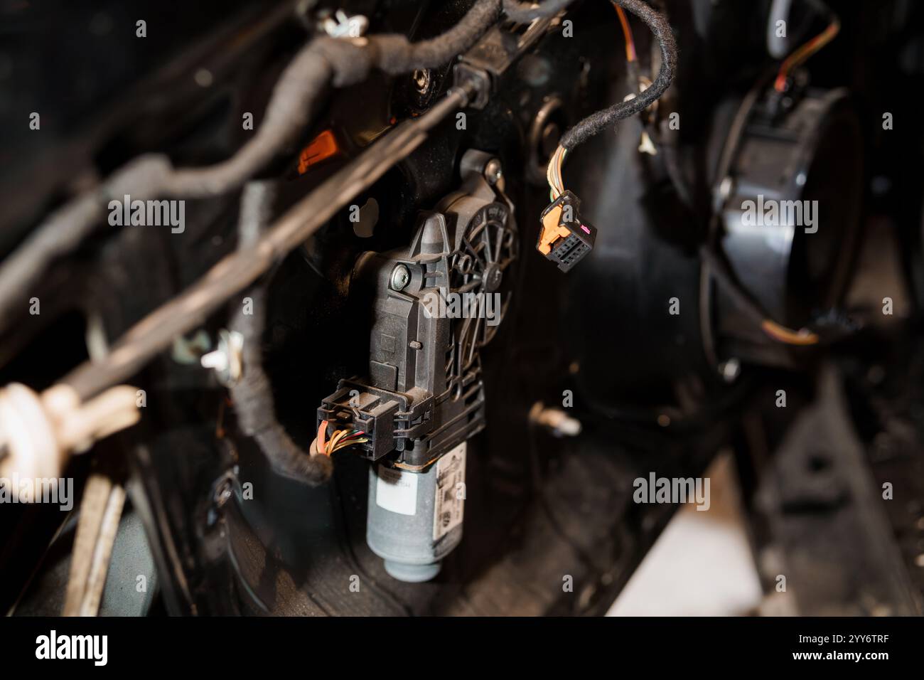 Detailed Close-Up of an Automotive Wiring Connection for a Motor ...