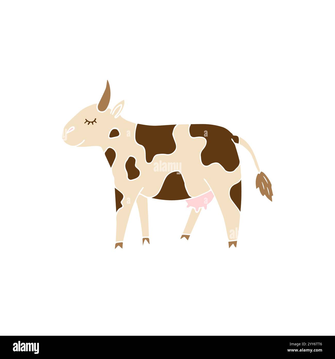 Vector hand drawn doodle sketch color cow isolated on white background ...