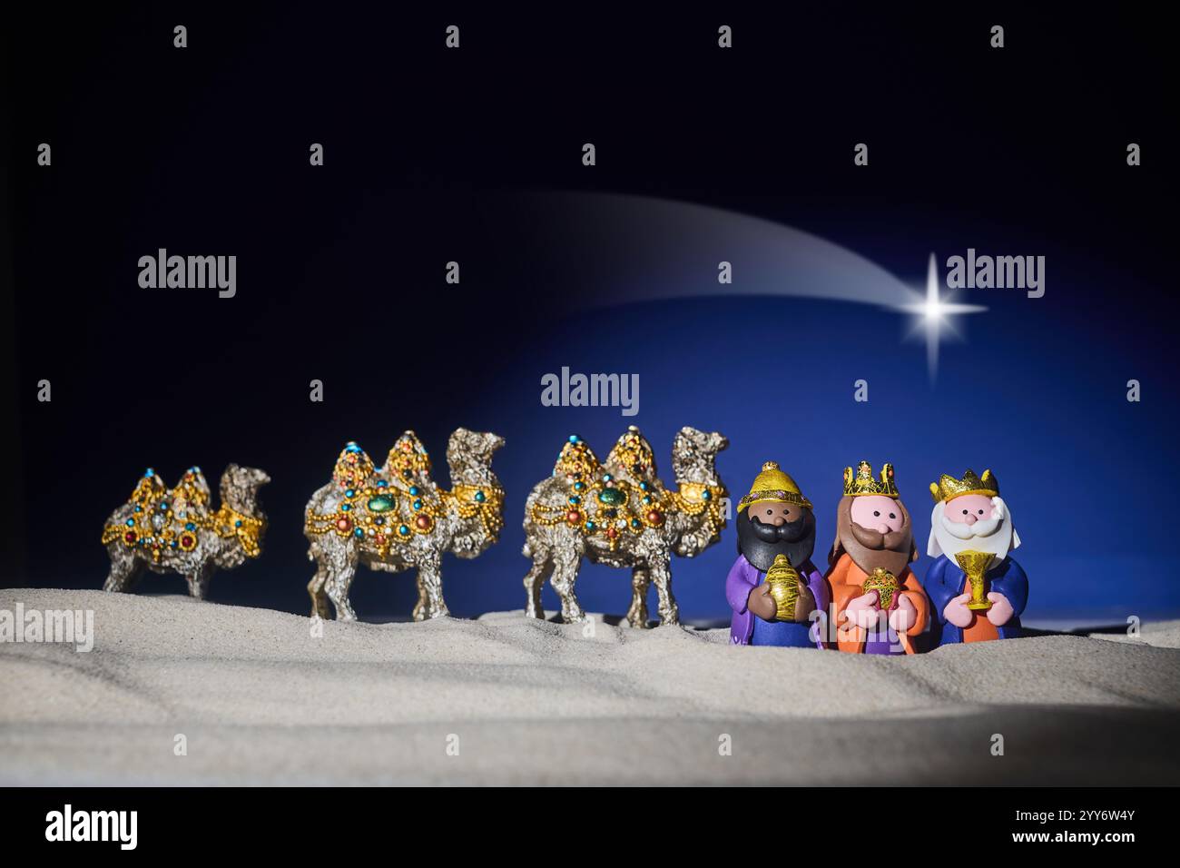 Three Wise Men and Camels Stock Photo - Alamy