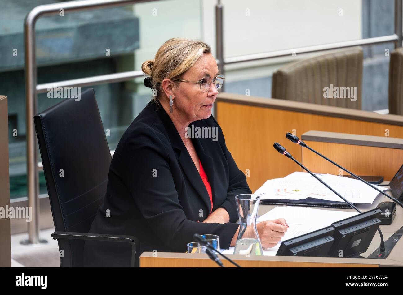 Liesbeth Homans of NVA, president of the Flemish parliament plenary ...