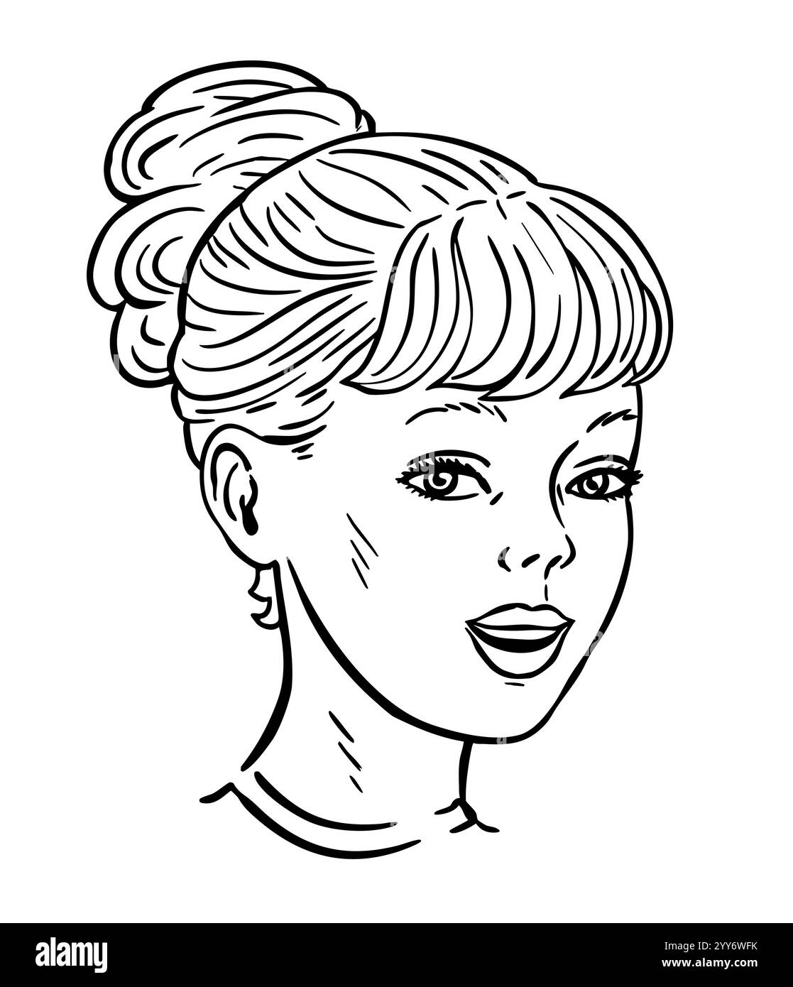Cute little girl black and white sketch Stock Vector Image & Art - Alamy