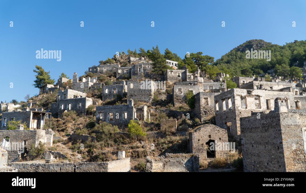 Kayakoy ghost town near Fethiye, Mugla, Turkey. Abandoned Greek village ...