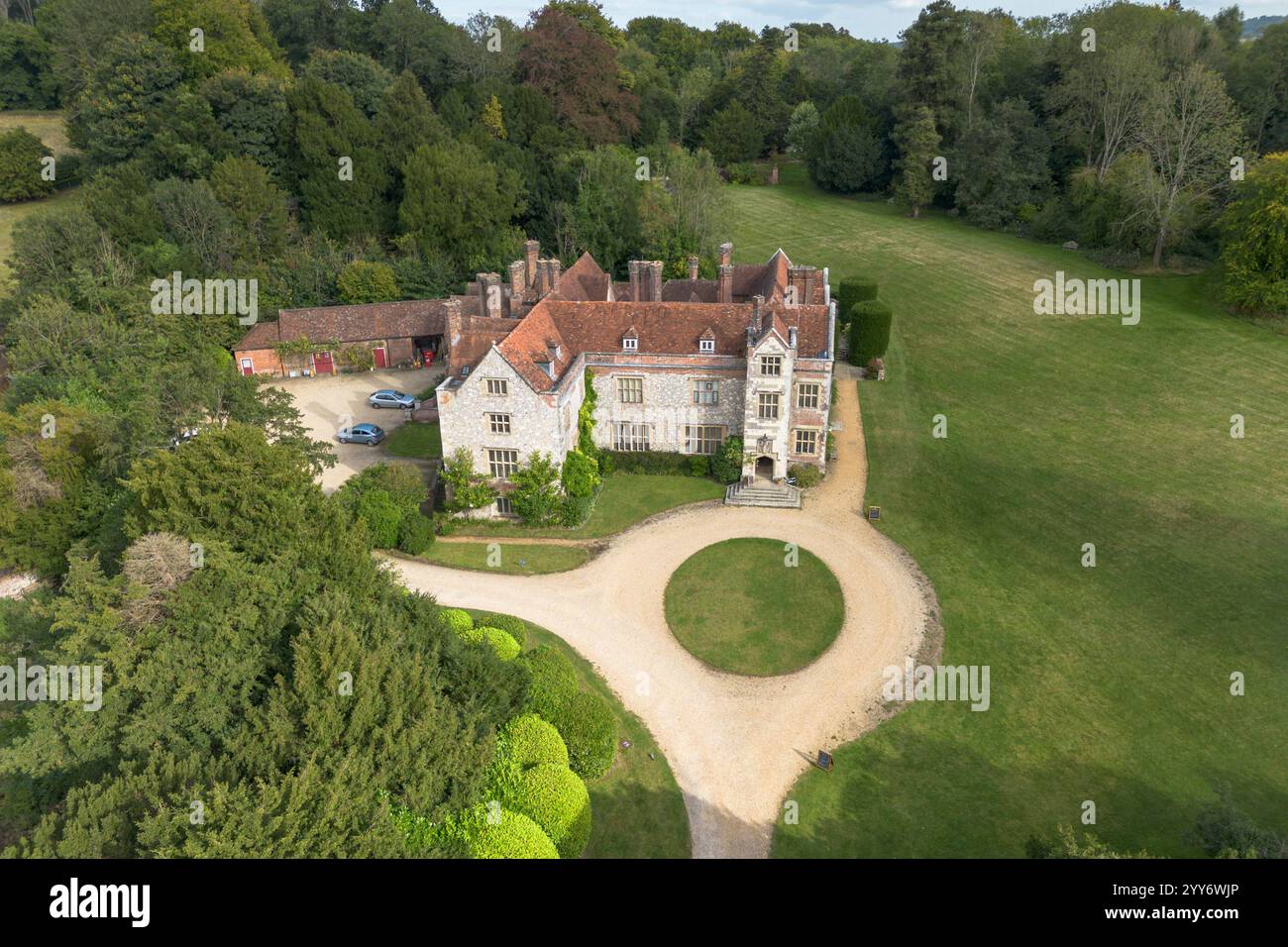 Aerial view of Chawton House Library, Chawton, Hampshire, UK. (Chawton ...