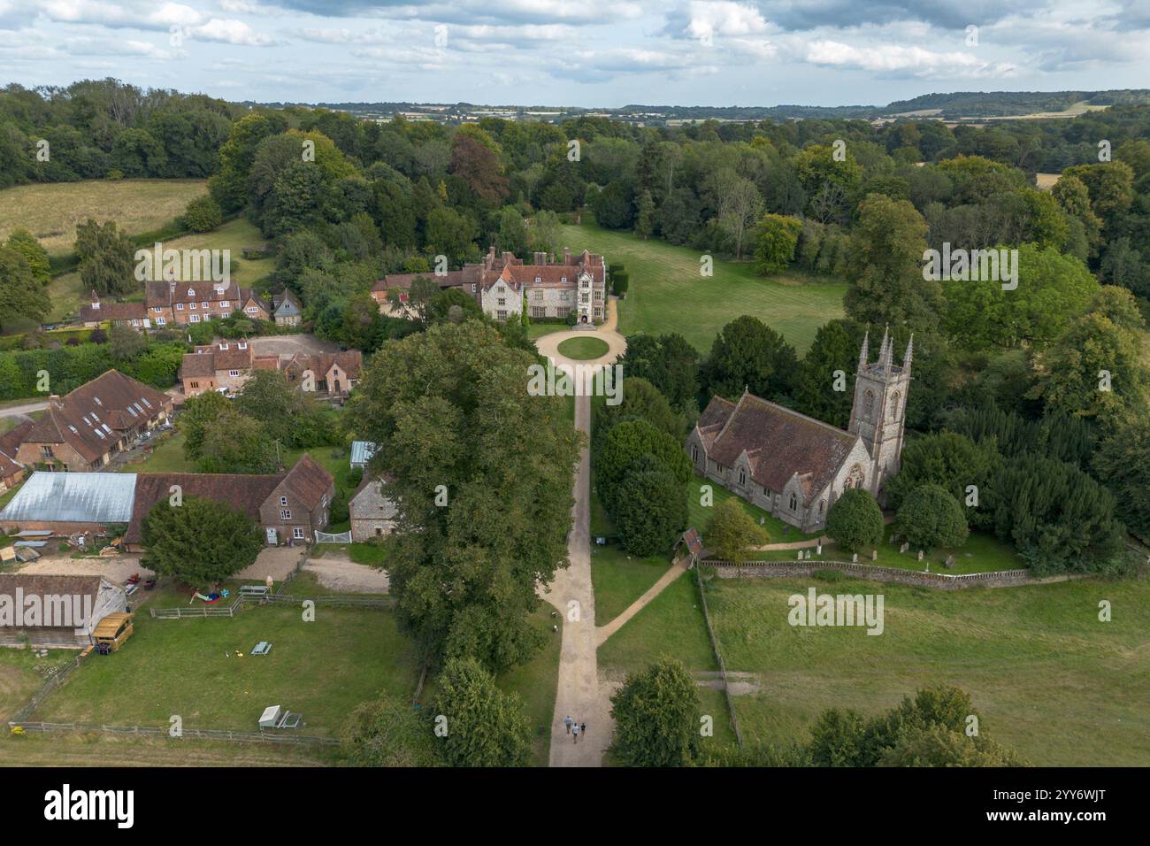 Aerial view of Chawton House Library, Chawton, Hampshire, UK. (Chawton ...