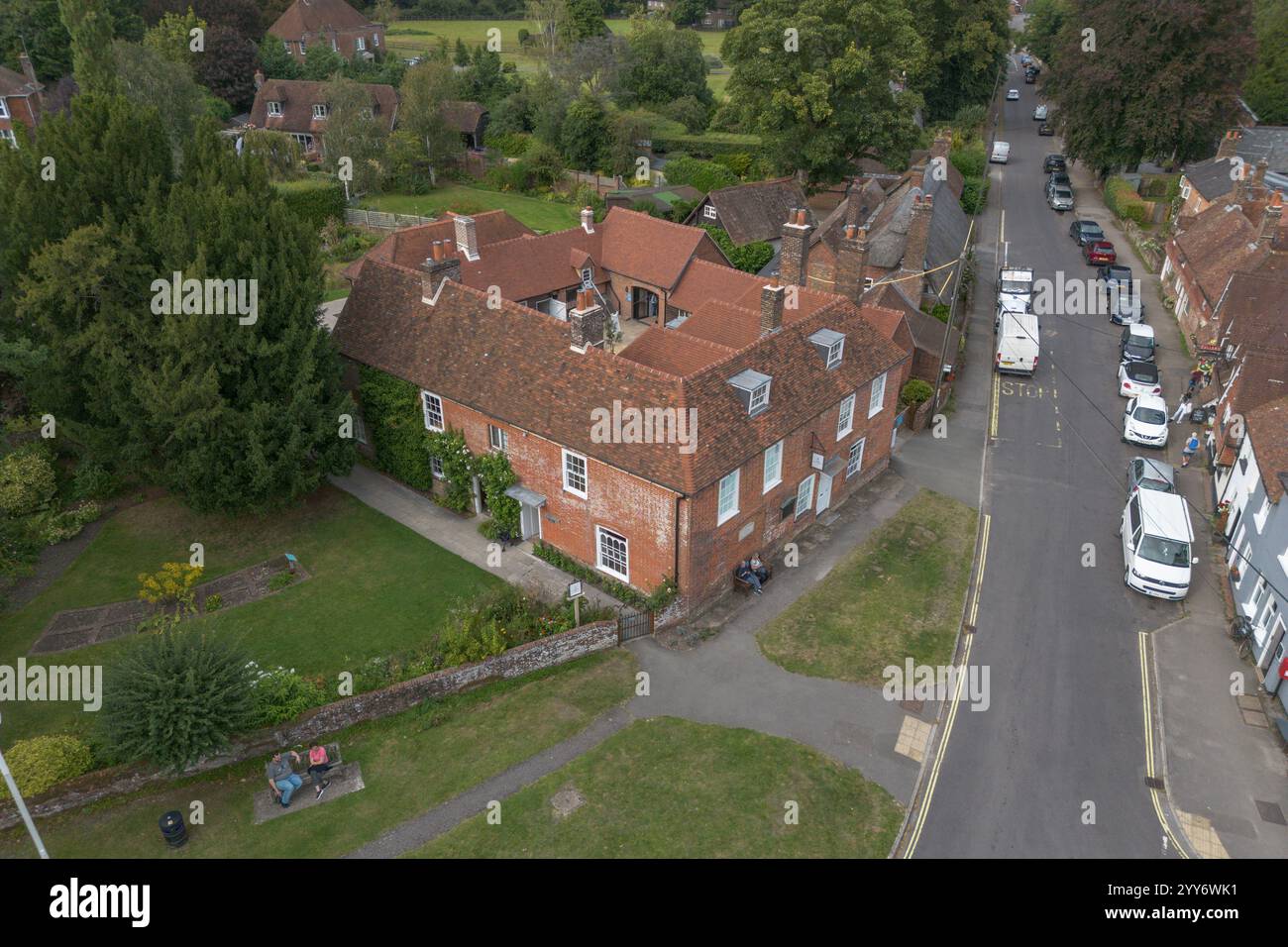 Aerial view of Jane Austen's House Museum, in the picturesque village ...