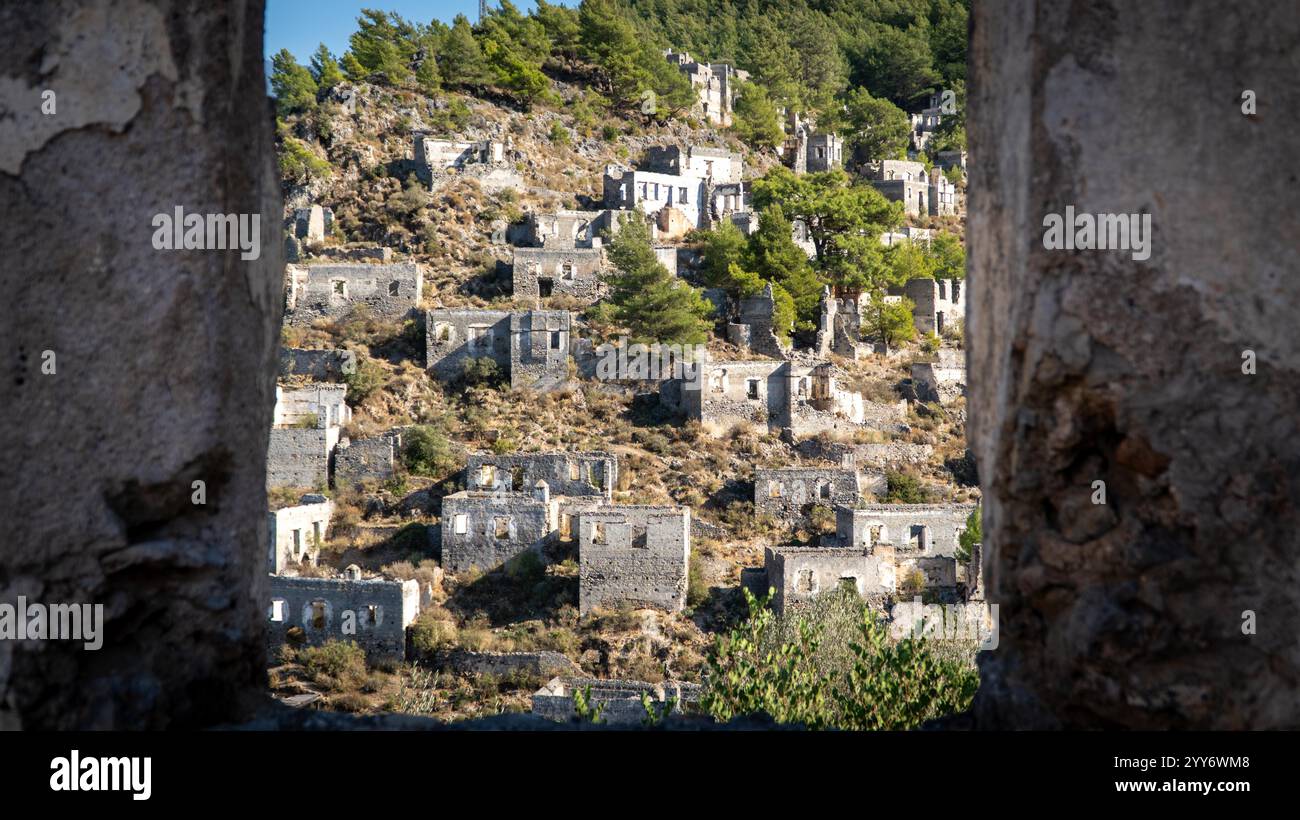 Kayakoy ghost town near Fethiye, Mugla, Turkey. Abandoned Greek village ...