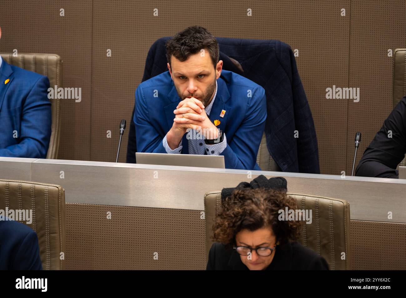 Jurgen Callaerts NVA at the Flemish parliament plenary meeting in ...