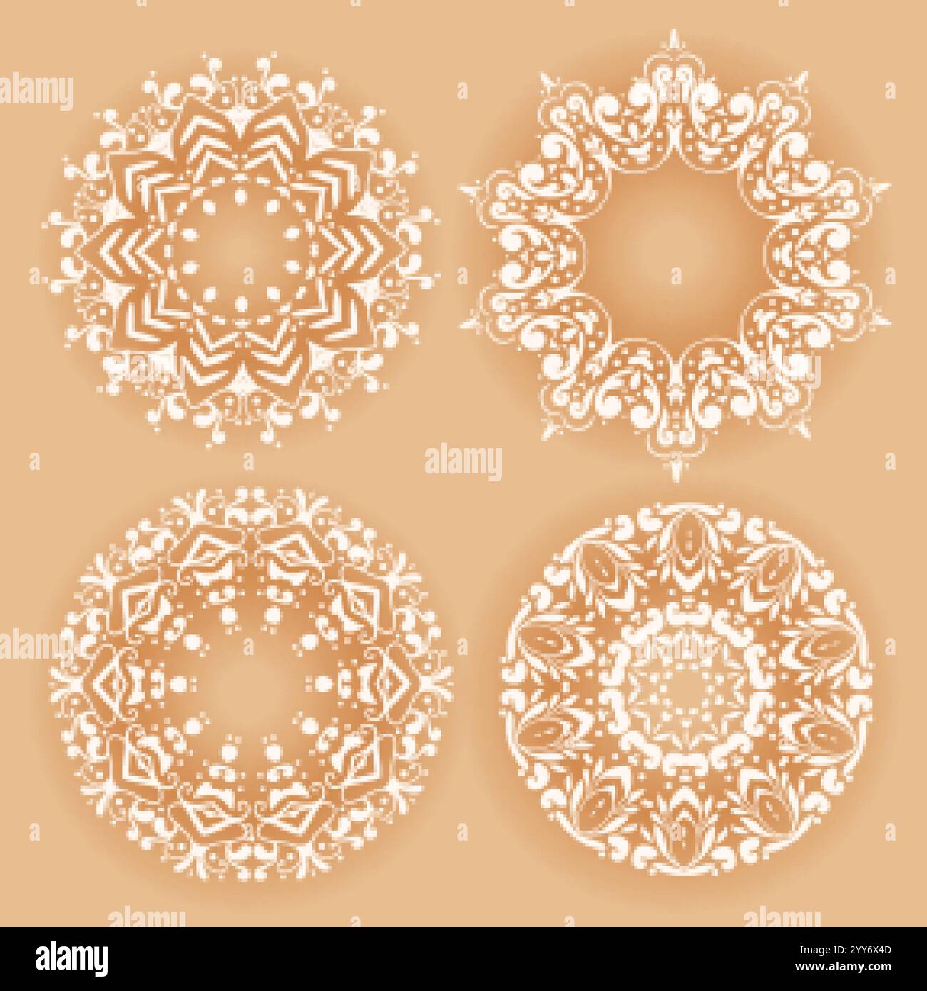 decorative mandala pattern set of four Stock Vector Image & Art - Alamy