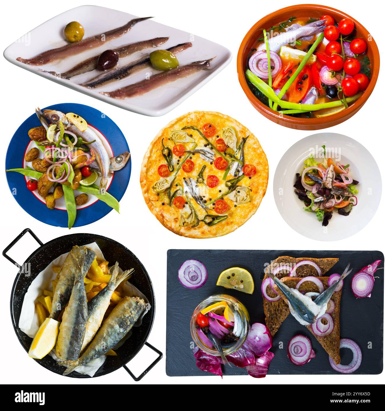 Set of small fish dishes Stock Photo - Alamy