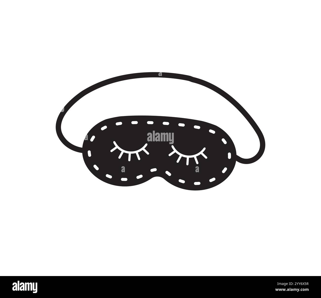 Vector black hand drawn doodle sketch sleeping mask with closed eyes ...
