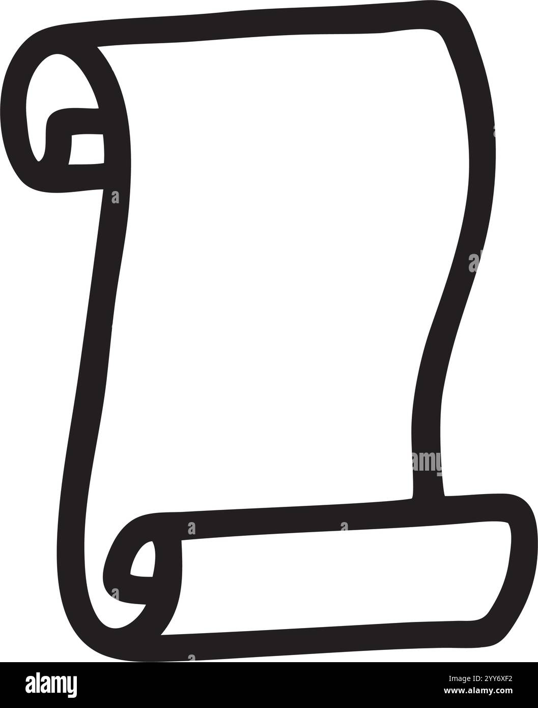 Doodle unrolled scroll, hand drawn with thin black line. Isolated on white background. Vector ...