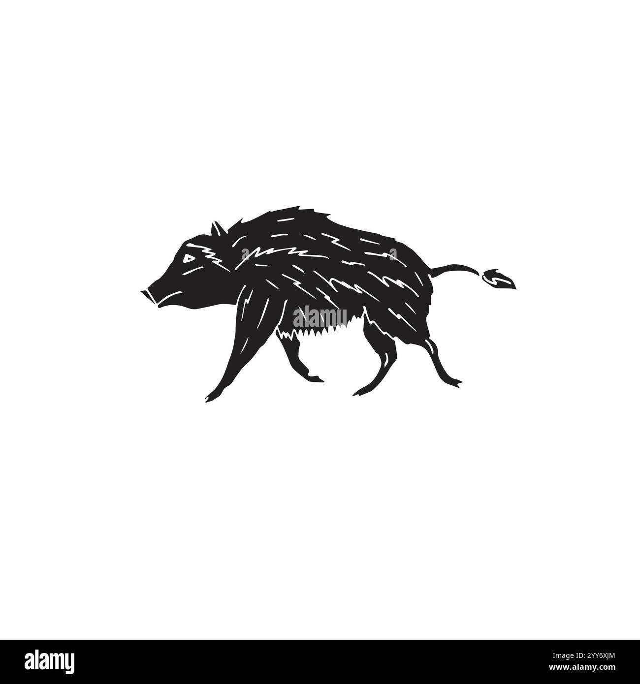 Vector hand drawn doodle sketch black wild boar isolated on white ...