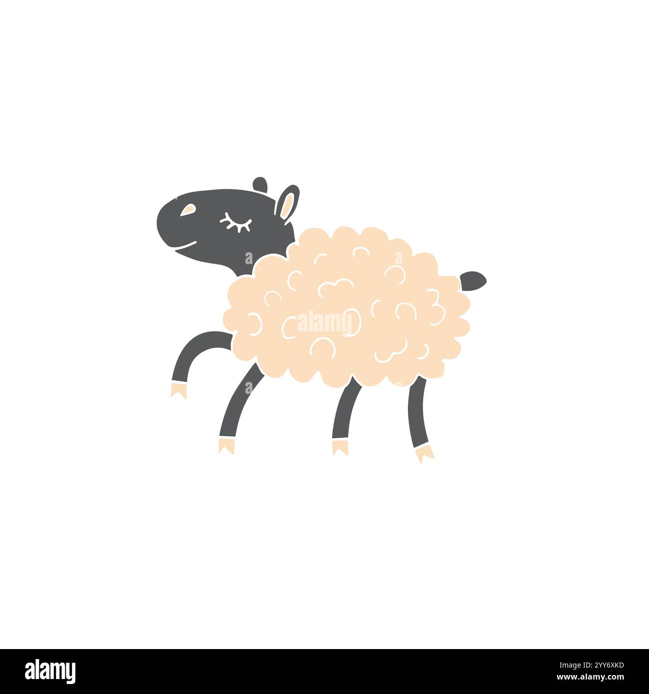 Vector colored hand drawn doodle sketch running sheep isolated on white ...