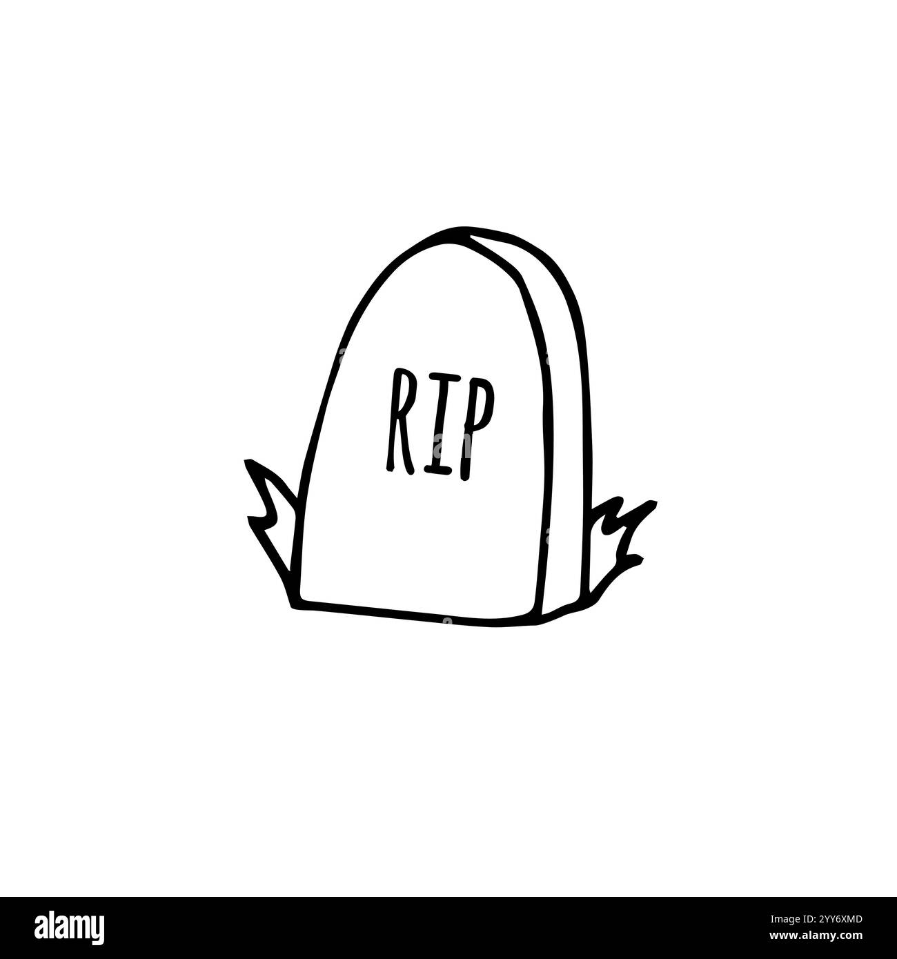 Vector hand drawn doodle sketch grave stone isolated on white ...