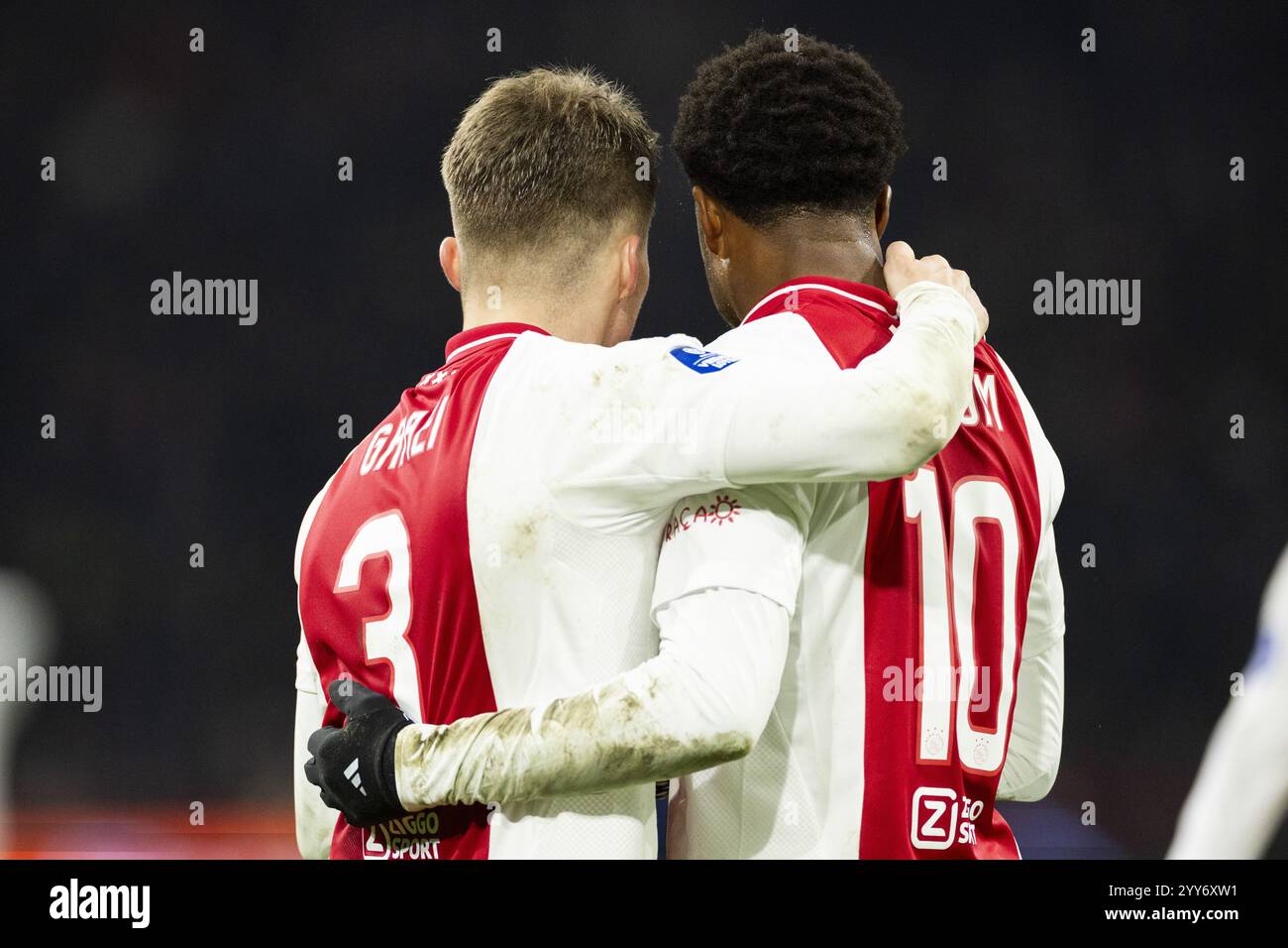 AMSTERDAM - (l-r) Anton Gaaei of Ajax, Chuba Akpom of Ajax celebrate ...