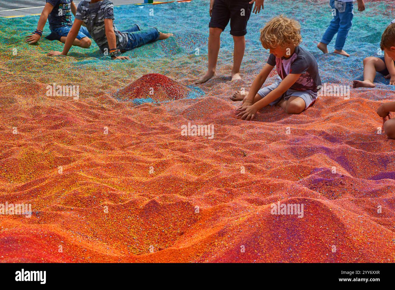 PITCH OF COLORED SAND Stock Photo - Alamy