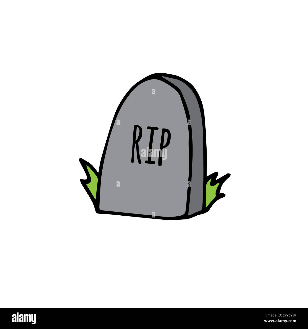 Vector hand drawn doodle sketch colored grave stone isolated on white ...