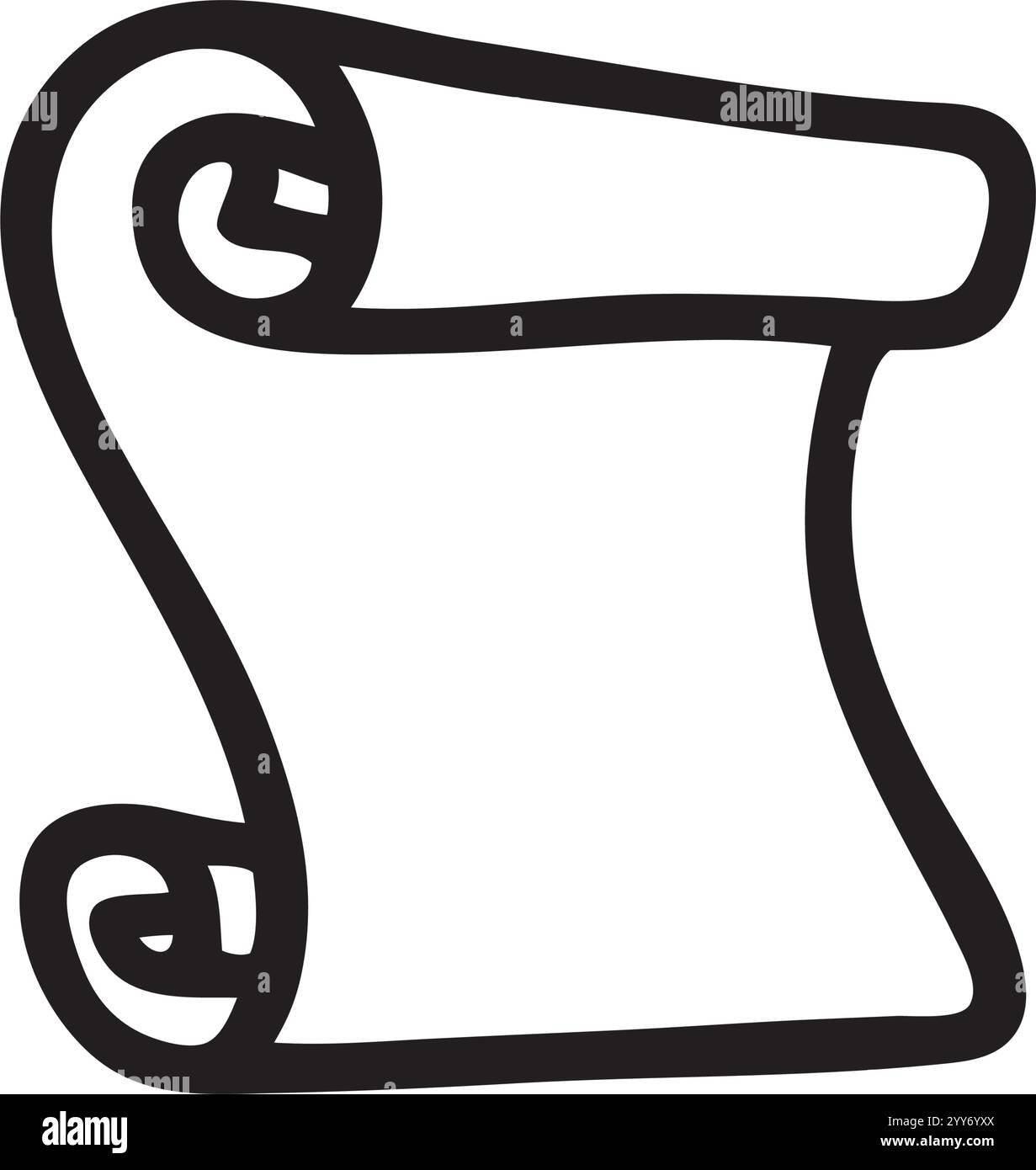 Doodle unrolled scroll icon hand drawn with black line in freehand ...