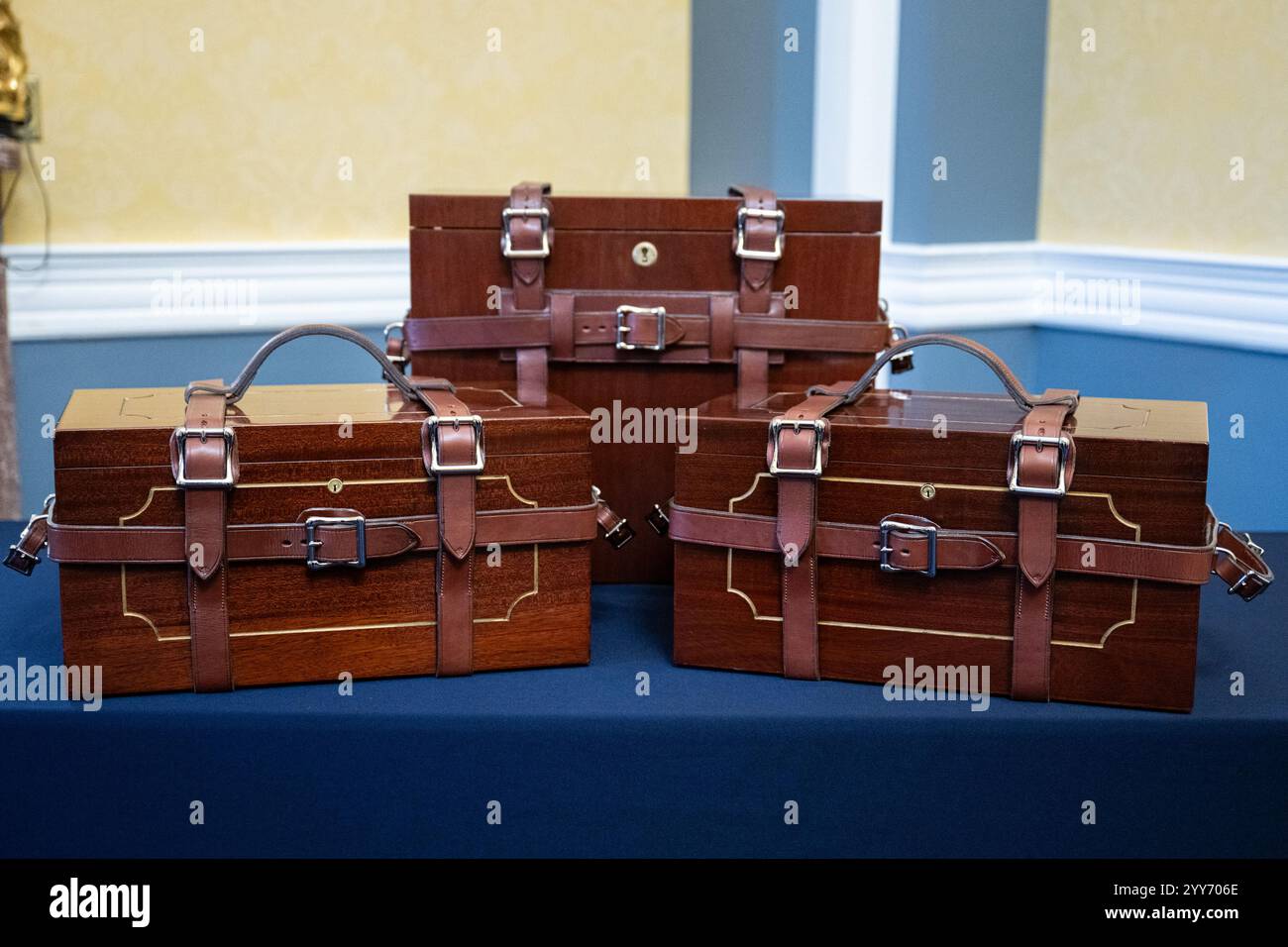 The mahogany boxes that will hold the electoral votes sit on display in ...