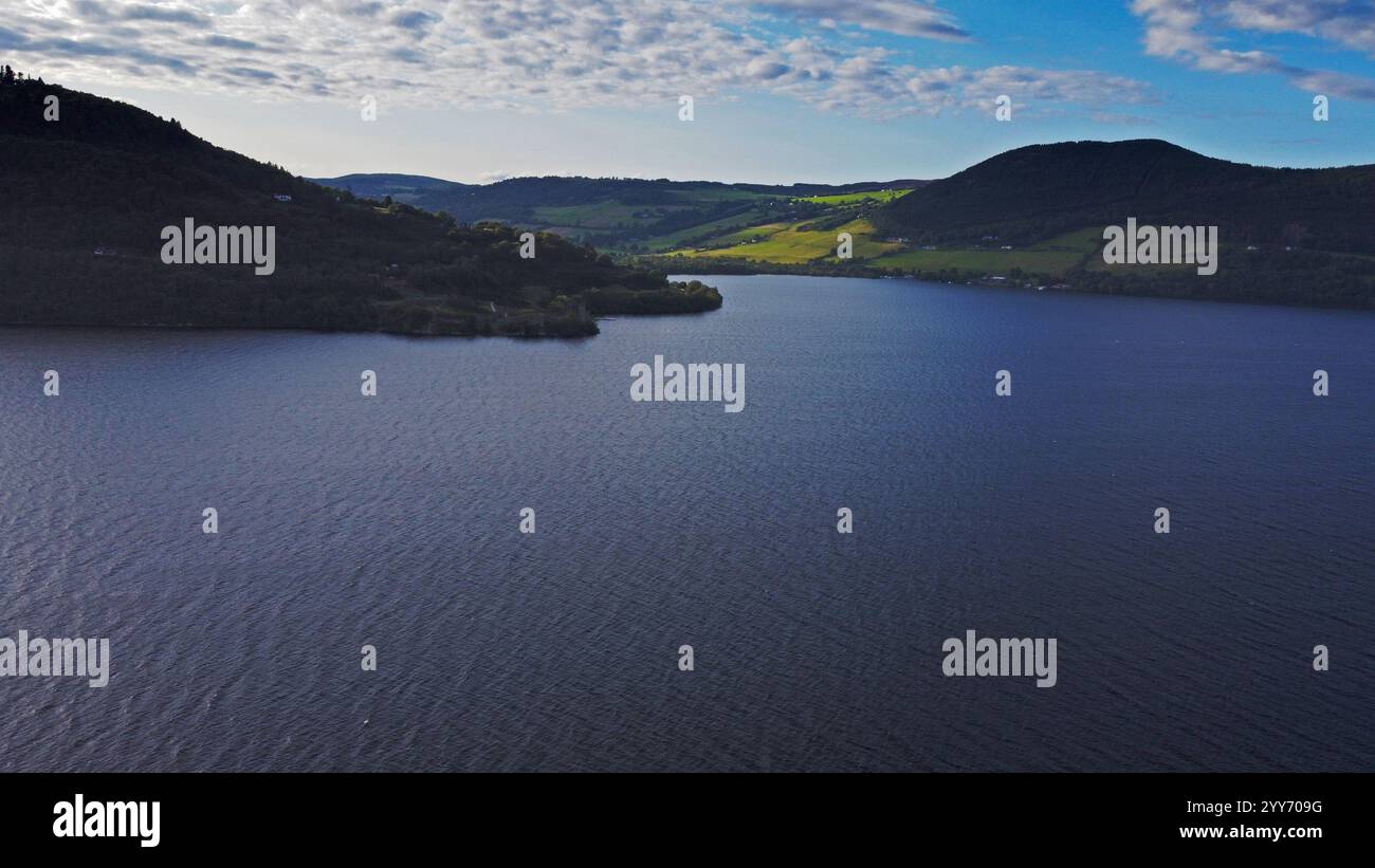 LOCH NESS, SCOTLAND, UK - 01 September 2023 - Aerial view of Loch Ness ...