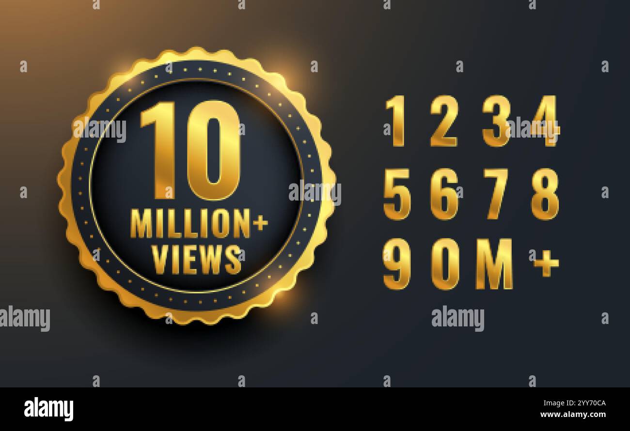 10 million or 10m views celebration label design Stock Vector Image ...