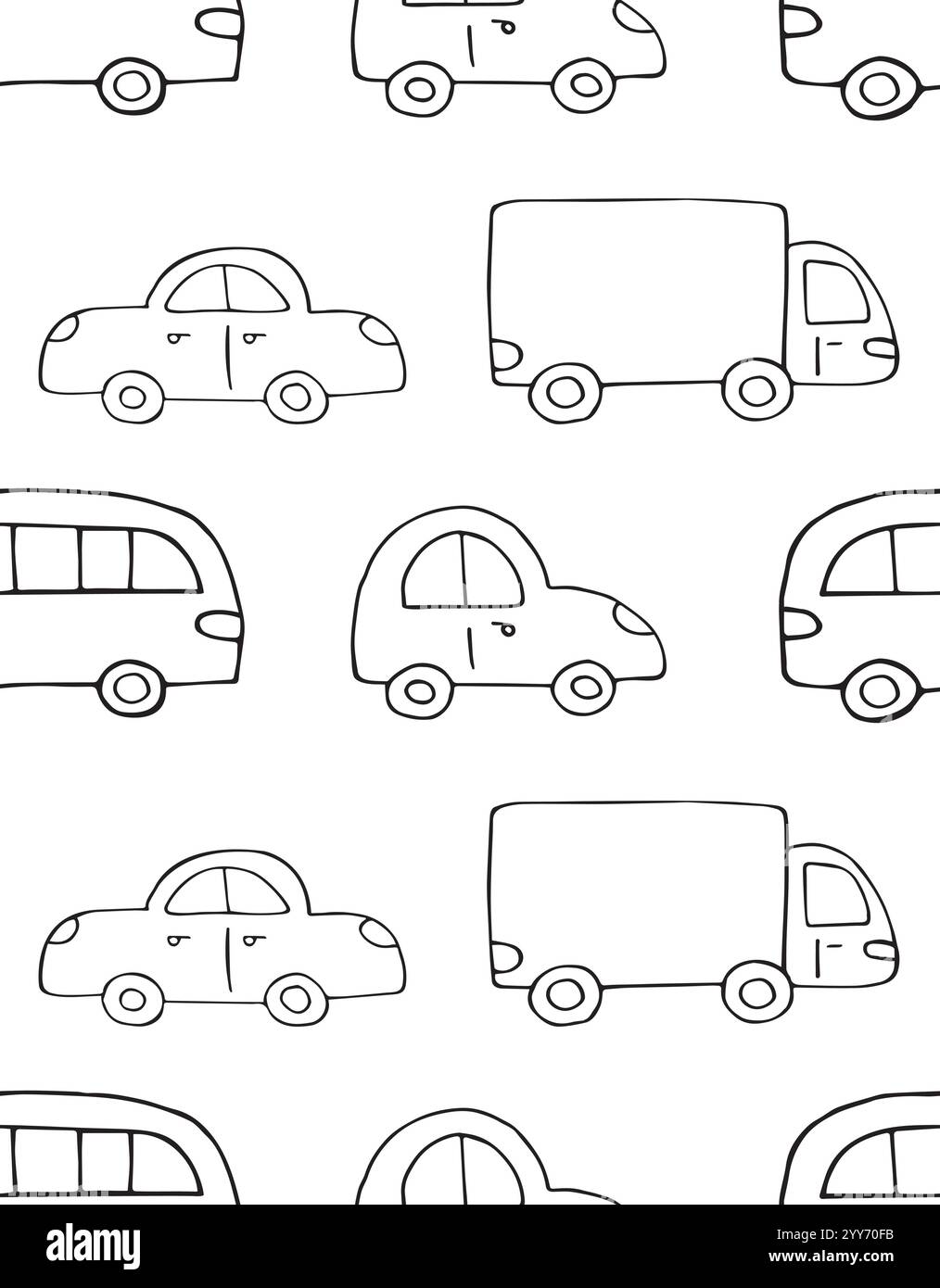 Vector seamless pattern of hand drawn doodle sketch car isolated on ...