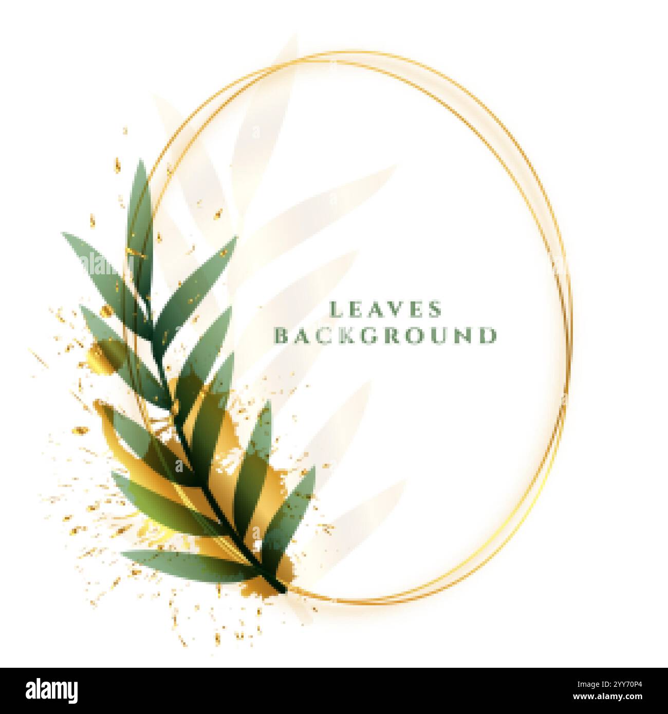 leaves with golden frame background Stock Vector Image & Art - Alamy