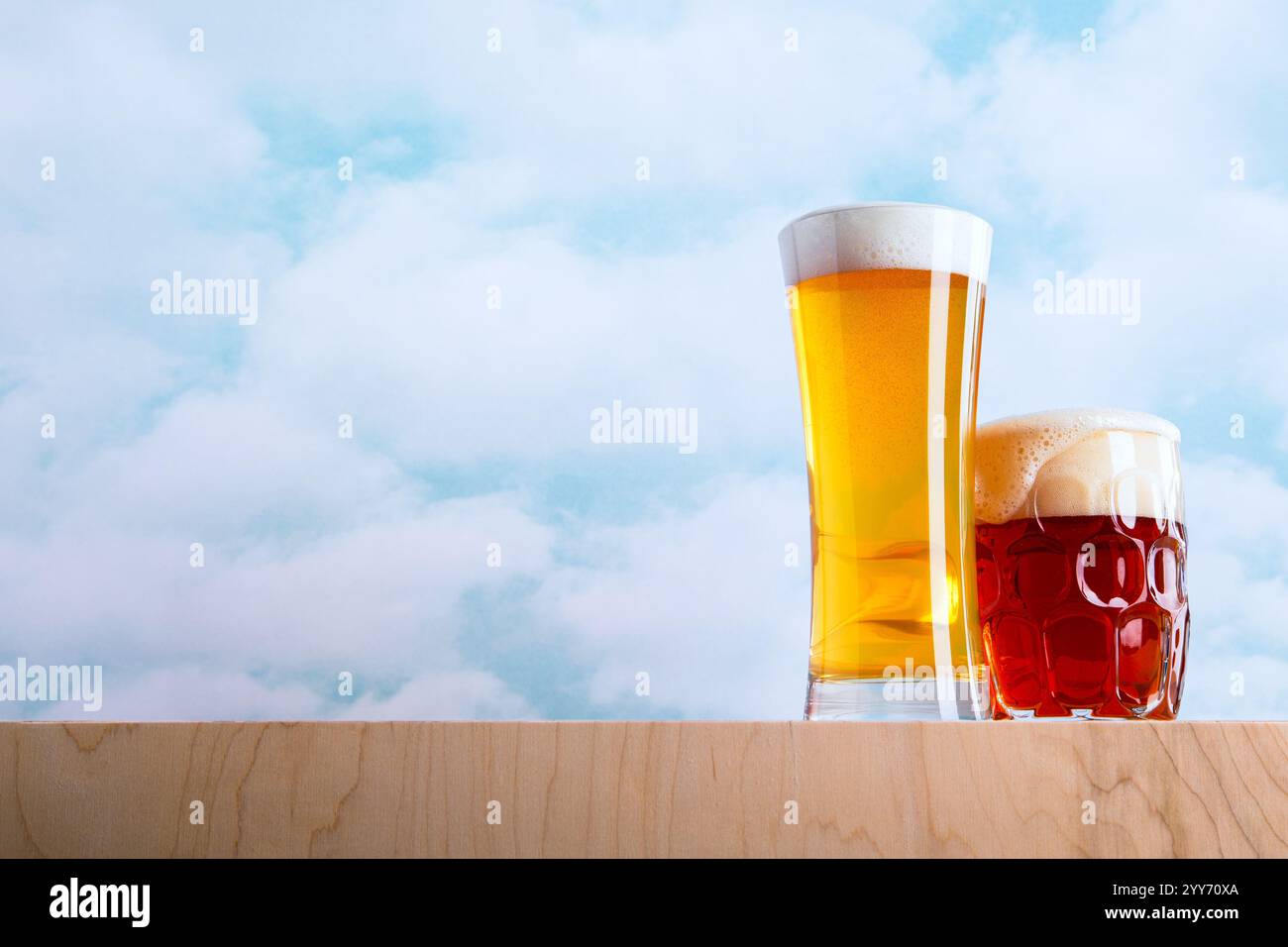 Modern Yellow Blonde and Old Fashioned Amber Ale Craft Brewed Beer ...