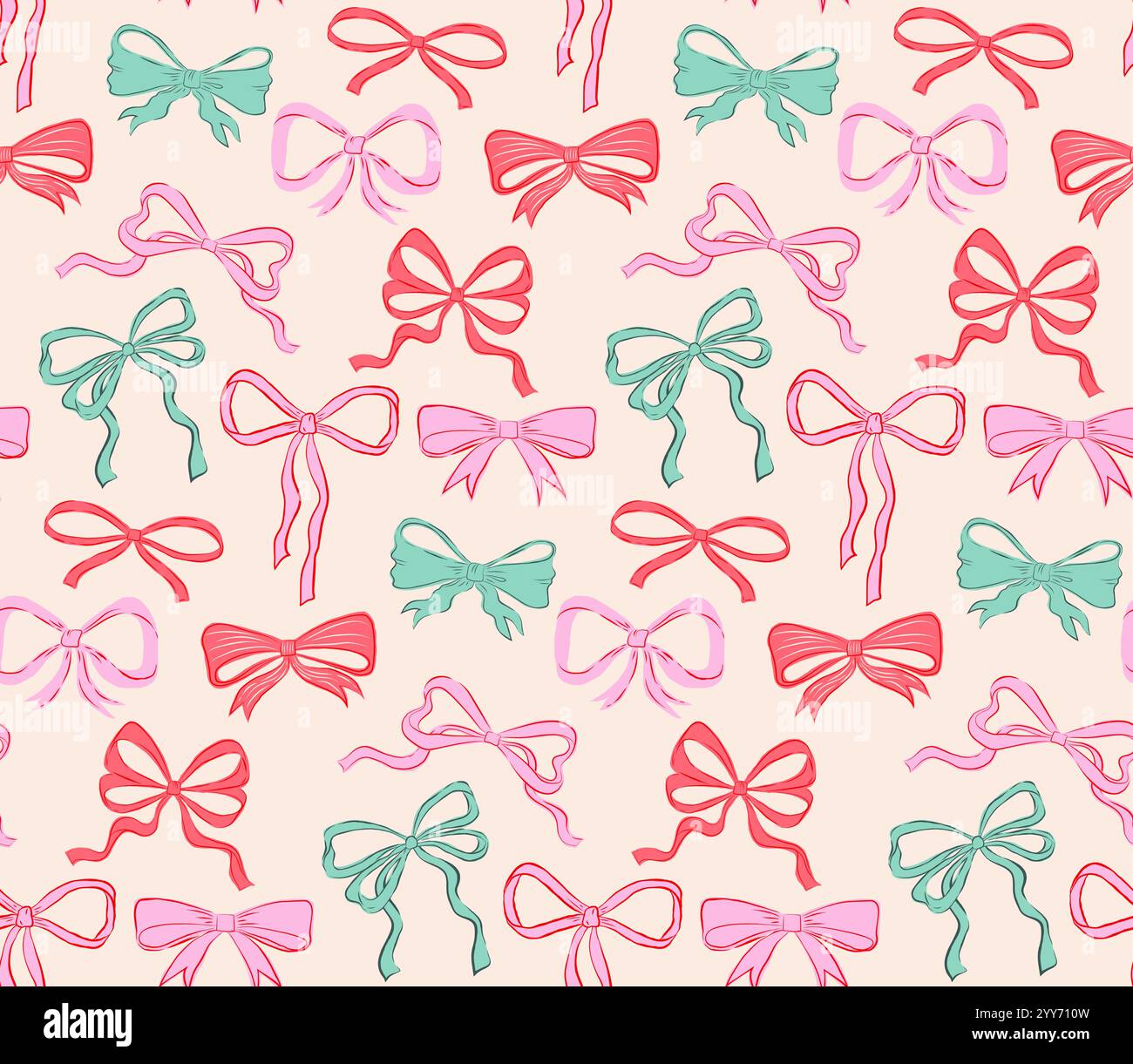 Seamless pattern of hand drawn bows, ribbons. Art, design pattern, background, print Stock ...