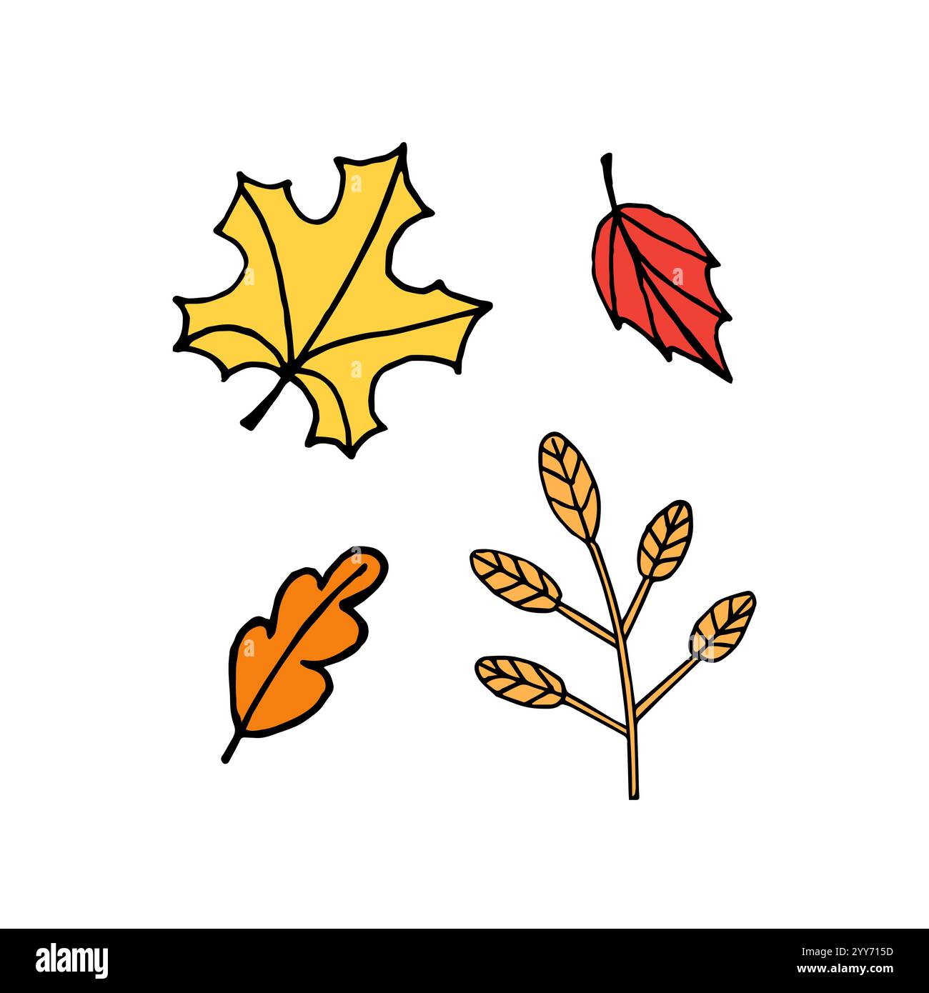 Vector set bundle of different color hand drawn doodle sketch autumn ...