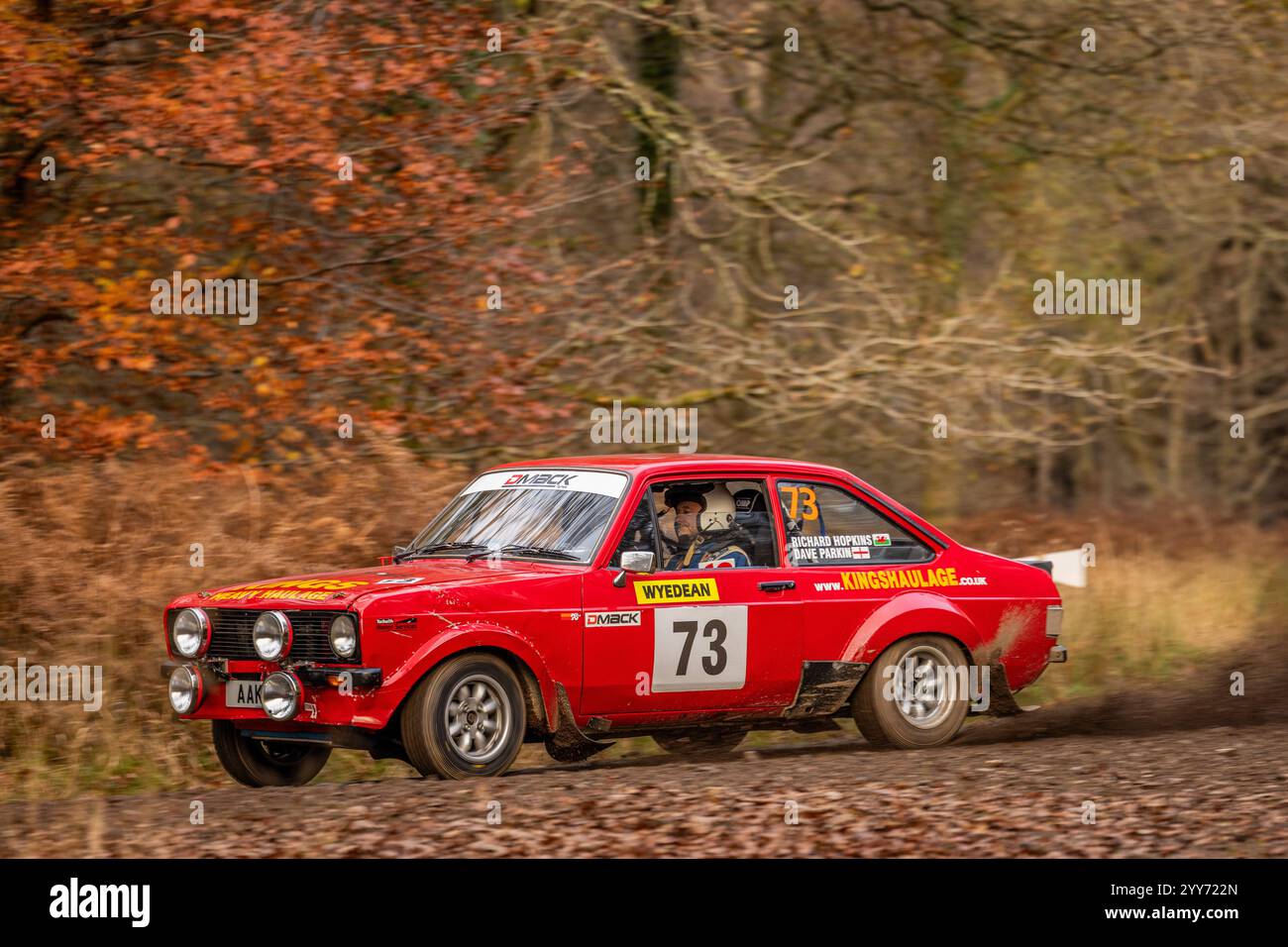 October 2024 - Red Ford Escort Mk2 Rally car on the Wyedean car rally ...